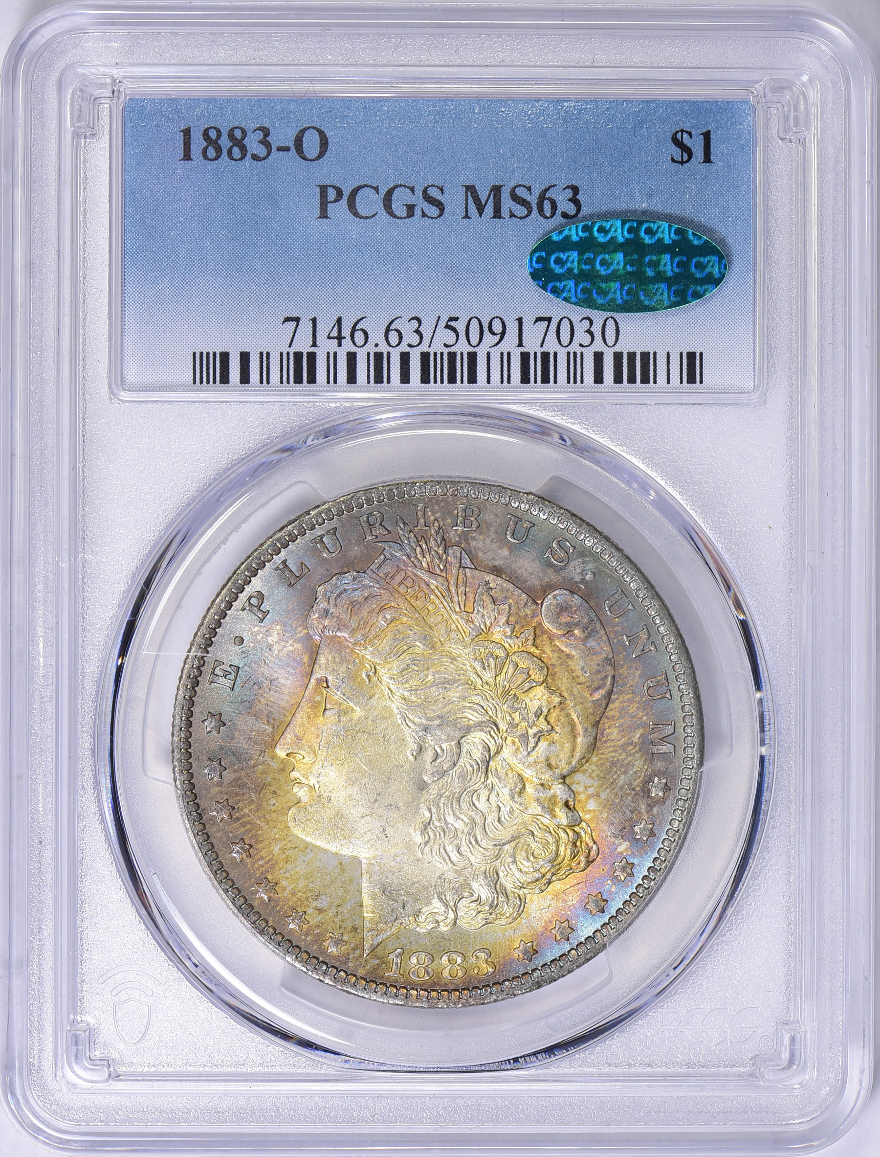 1883-O Morgan Silver Dollar PCGS MS-63 (CAC Green) (Toned) (Item 1726598) | GreatCollections ...