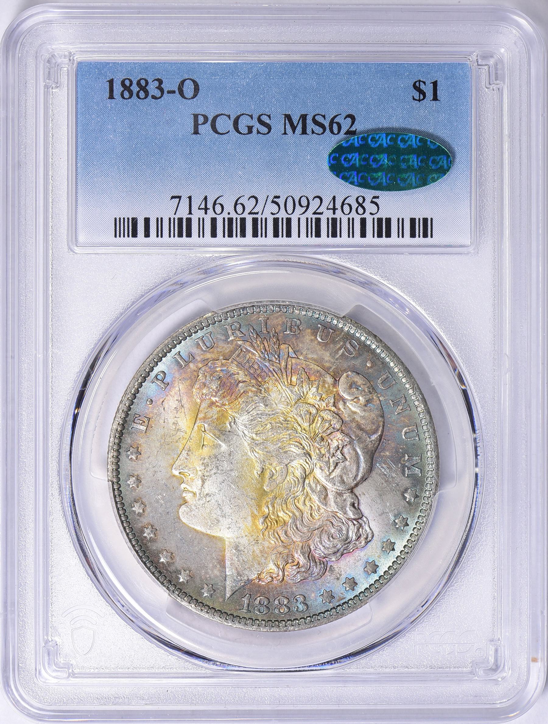 1883-O Morgan Silver Dollar PCGS MS-62 (CAC Green) (Toned) (Item 1726680) | GreatCollections ...