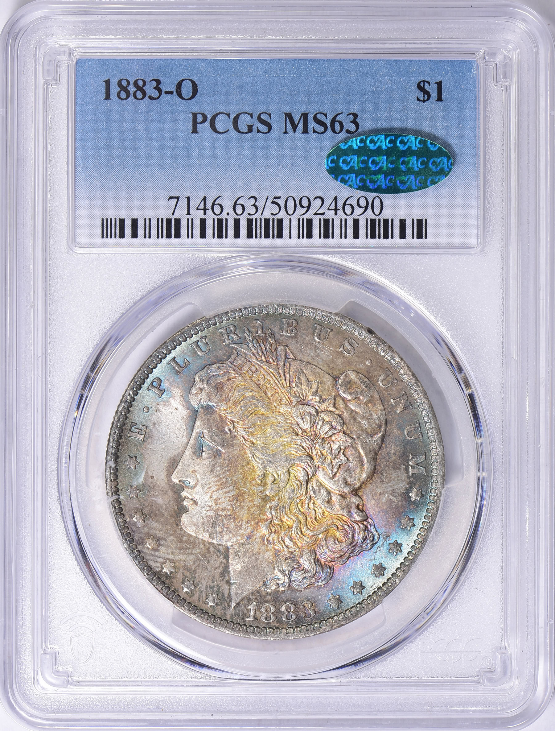1883-O Morgan Silver Dollar PCGS MS-63 (CAC Green) (Toned) (Item 1726691) | GreatCollections ...