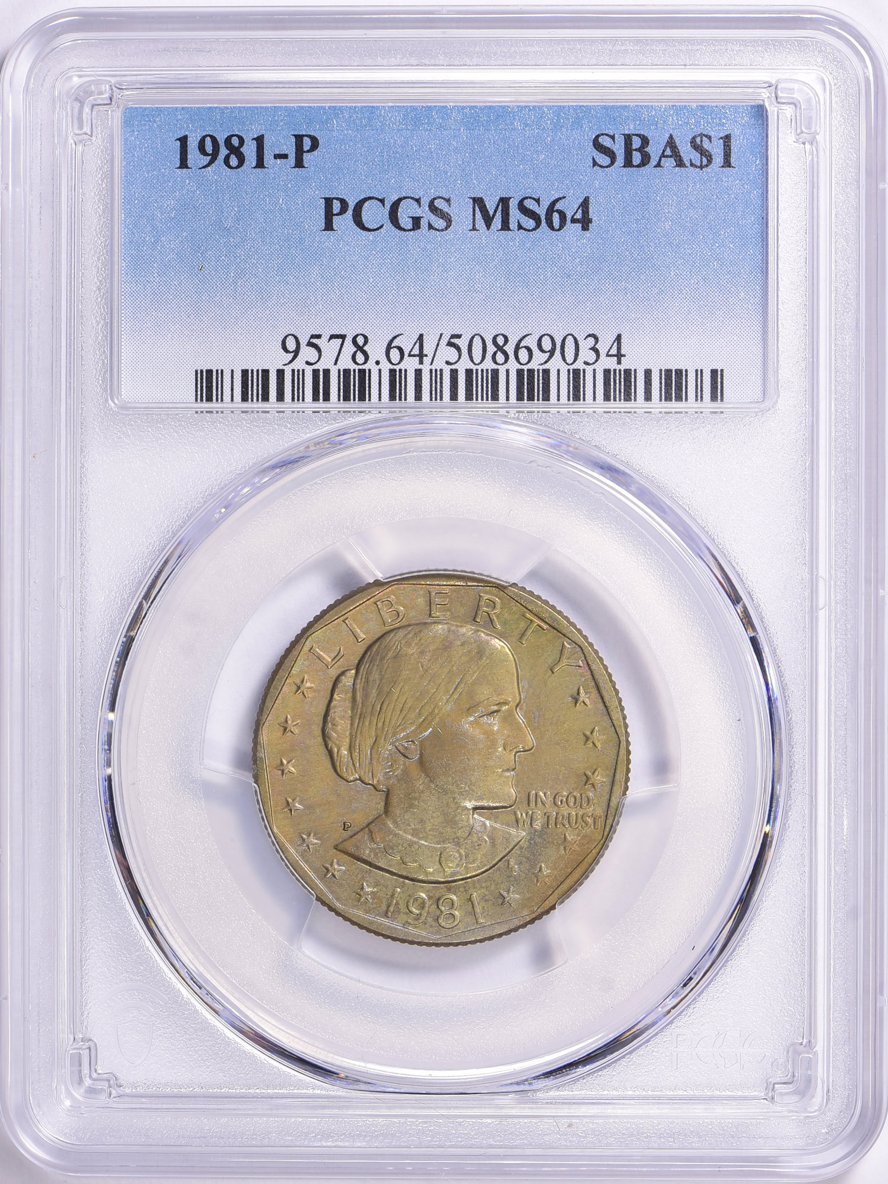 1981-P Susan B. Anthony Dollar PCGS MS-64 (Toned) (Item 1726866) | GreatCollections Coin Auctions