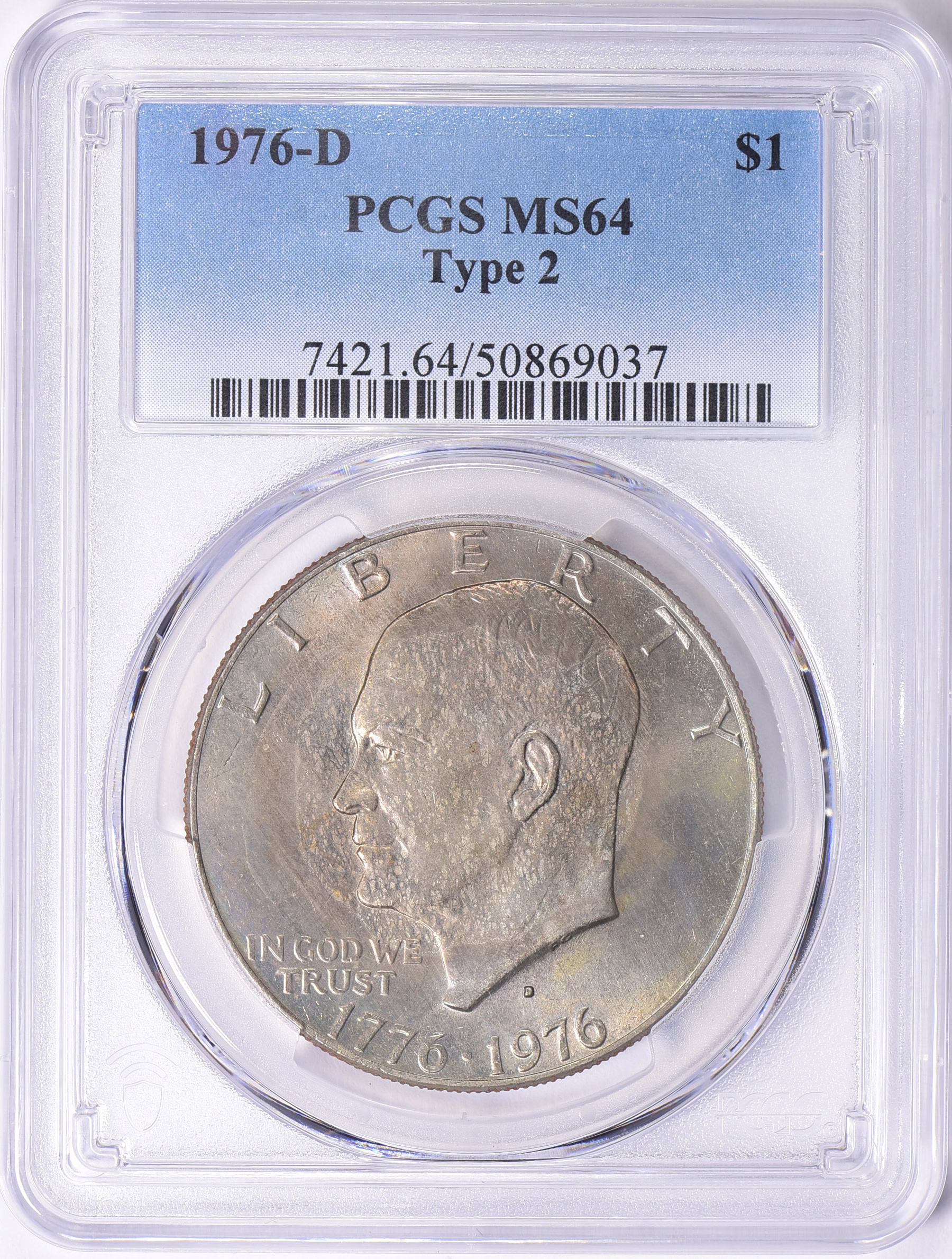1976-D Eisenhower Dollar Type 2 PCGS MS-64 (Toned) (Item 1726869) | GreatCollections Coin Auctions
