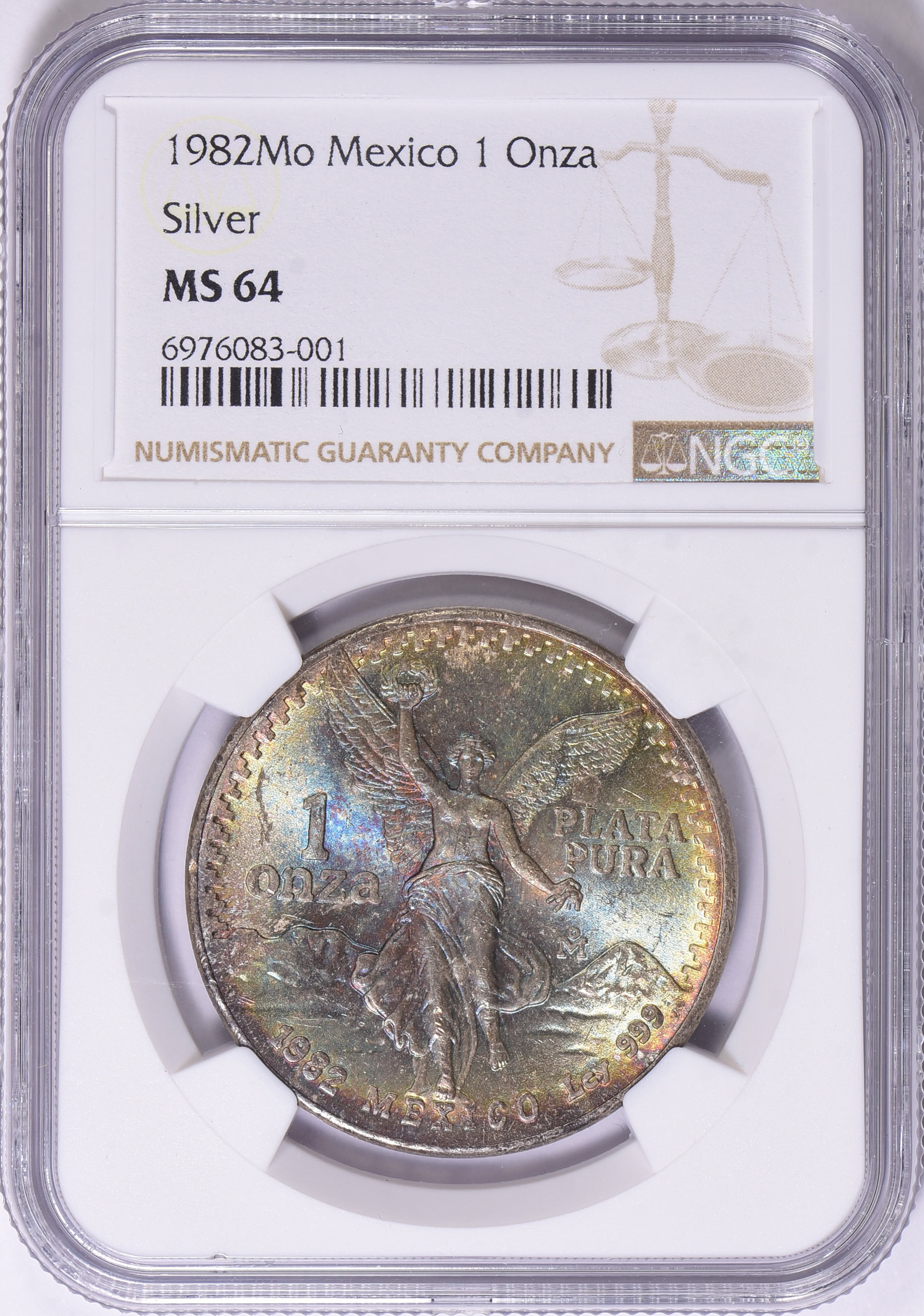 Mexico 1982-Mo Silver Onza Libertad KM-494.1 NGC MS-64 (Toned) (Item ...