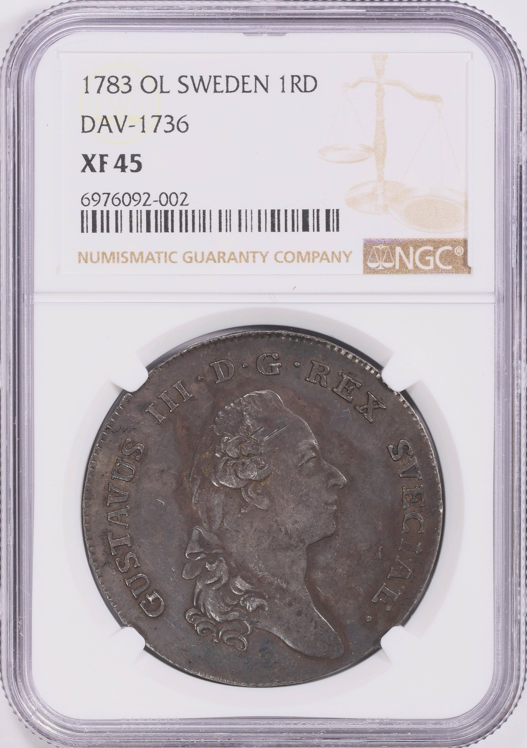 Sweden 1783-OL Silver Riksdaler KM-527 NGC XF-45 (Item 1726900 ...