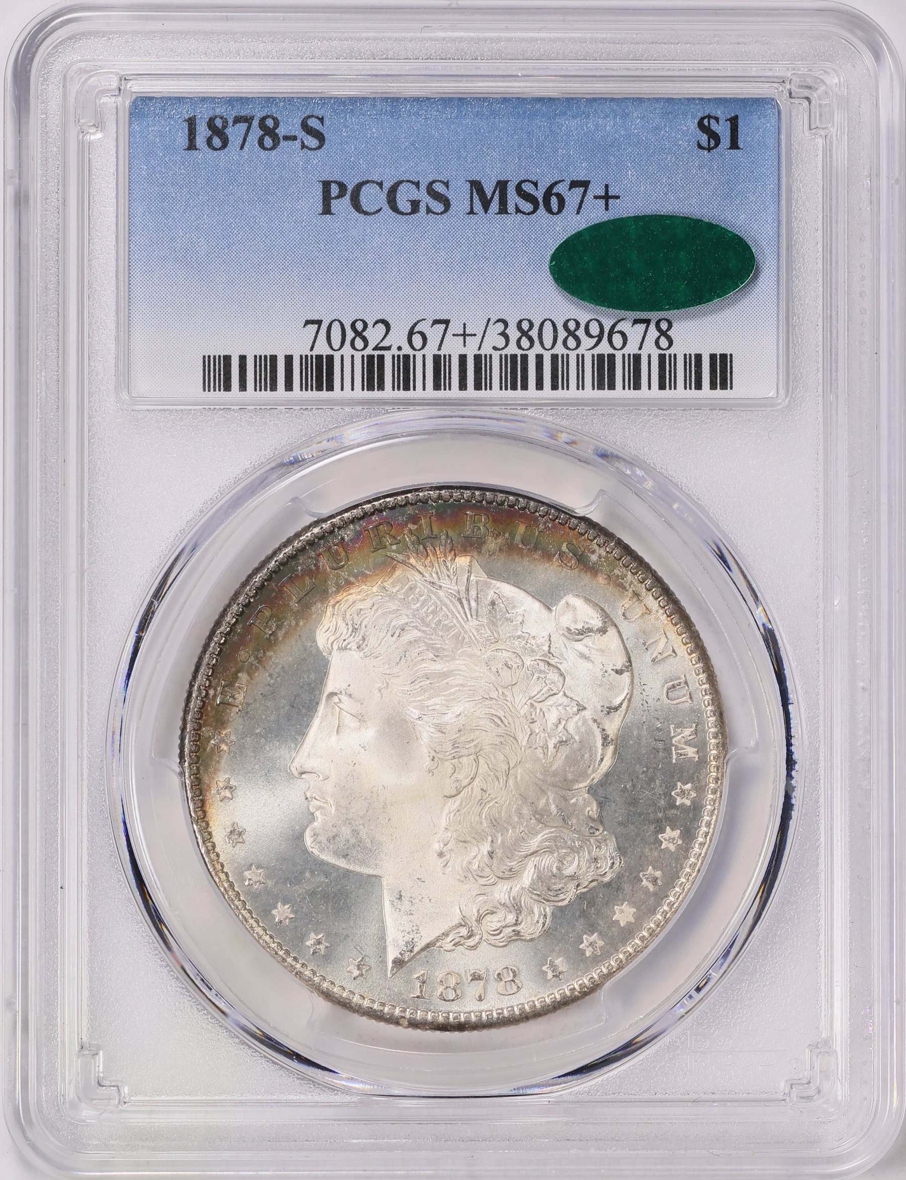 1878-S Morgan Silver Dollar PCGS MS-67+ (CAC Green) (Toned) (Item 1726976) | GreatCollections ...