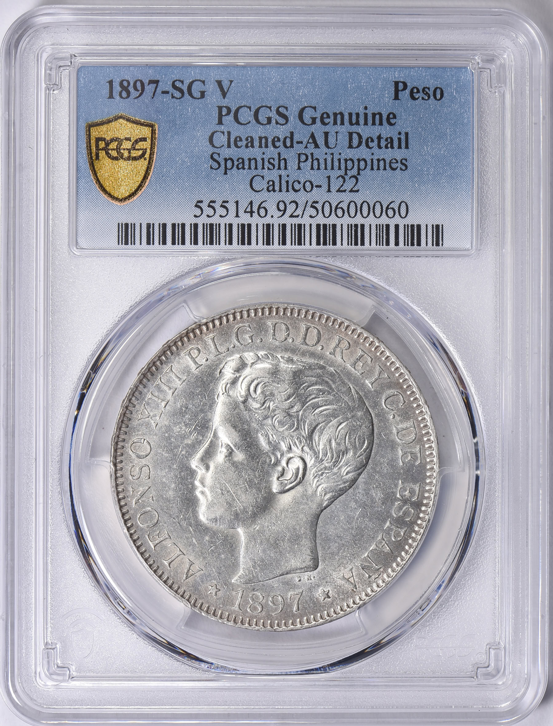 Philippines 1897-SG V Silver Peso KM-154 PCGS Genuine AU Details (Item ...