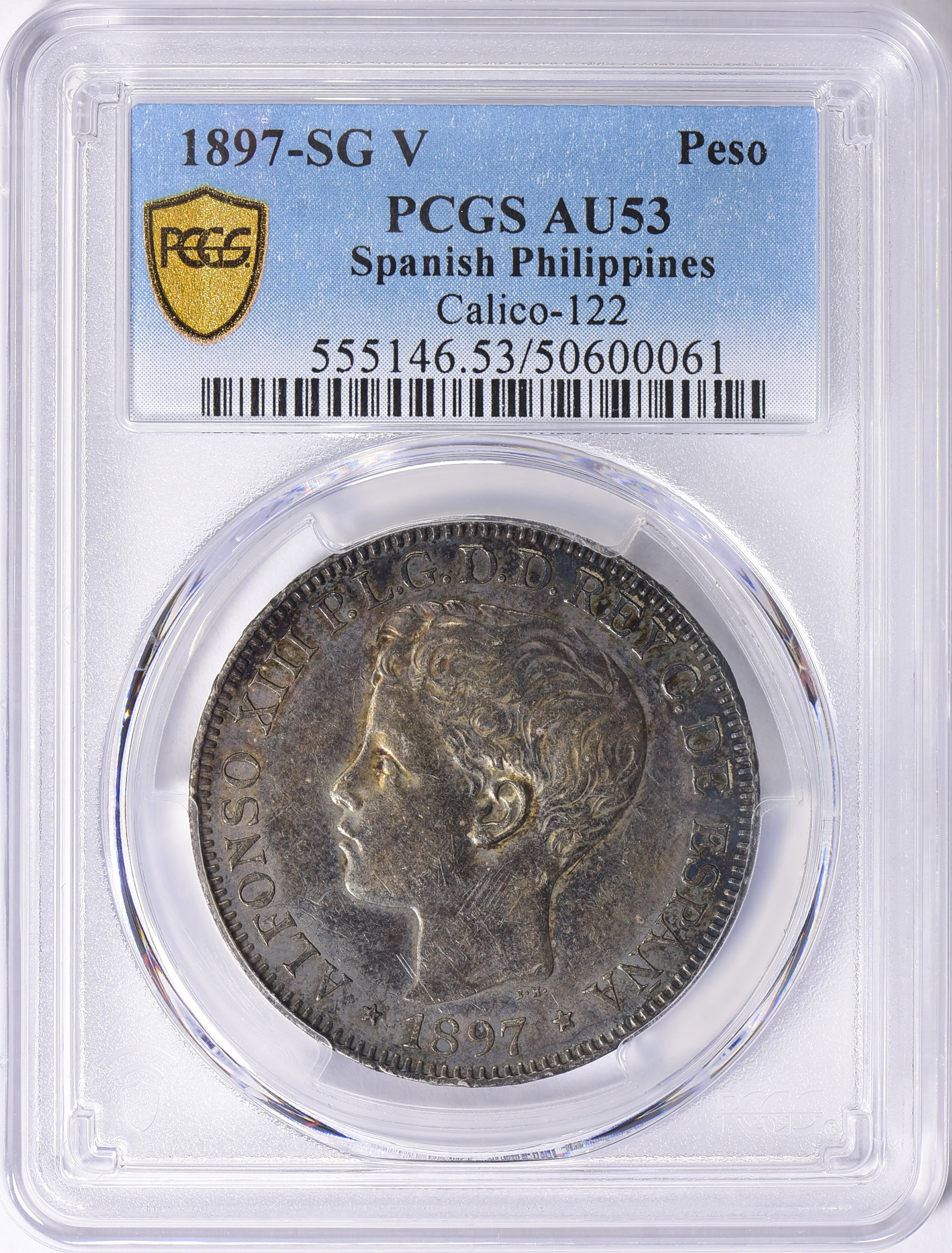 Philippines 1897-SG V Silver Peso KM-154 PCGS AU-53 (Item 1726986 ...