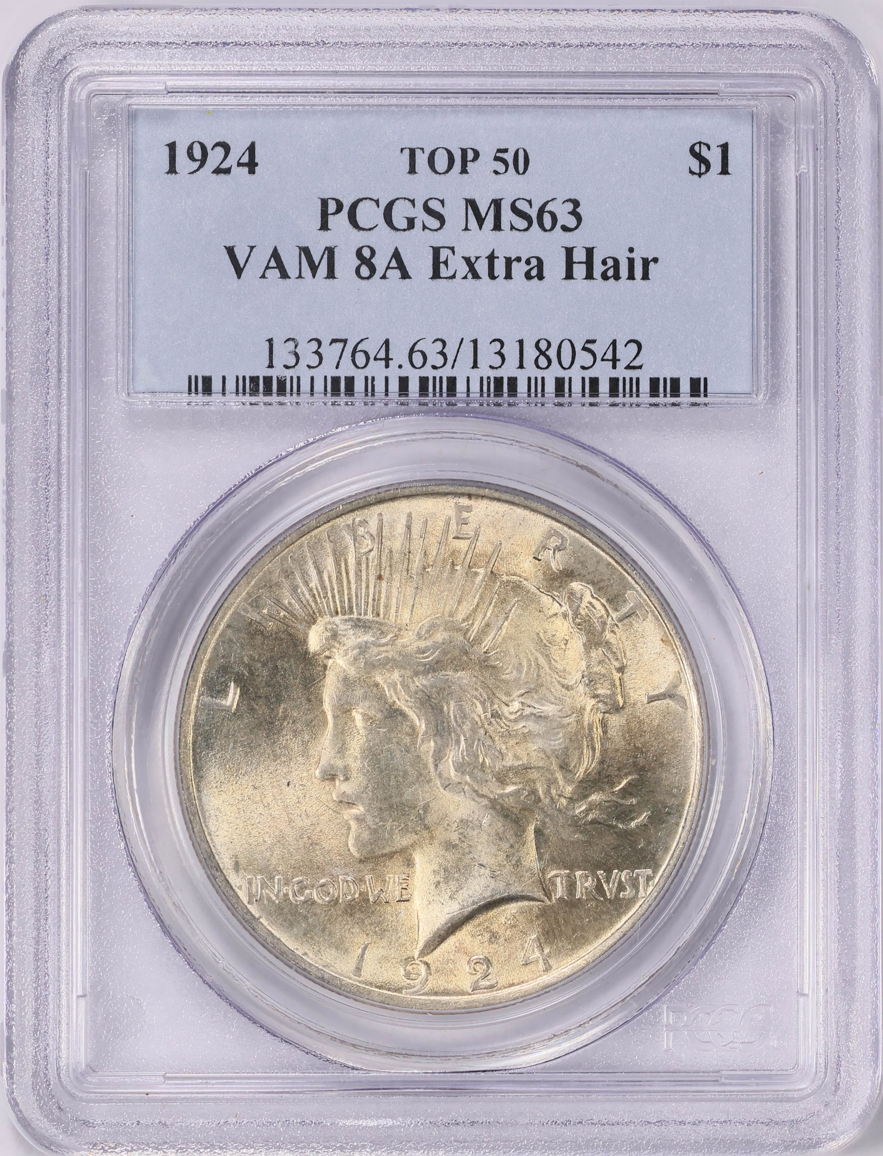 1924 Peace Silver Dollar Extra Hair VAM-8A Top 50 PCGS MS-63 (Item ...