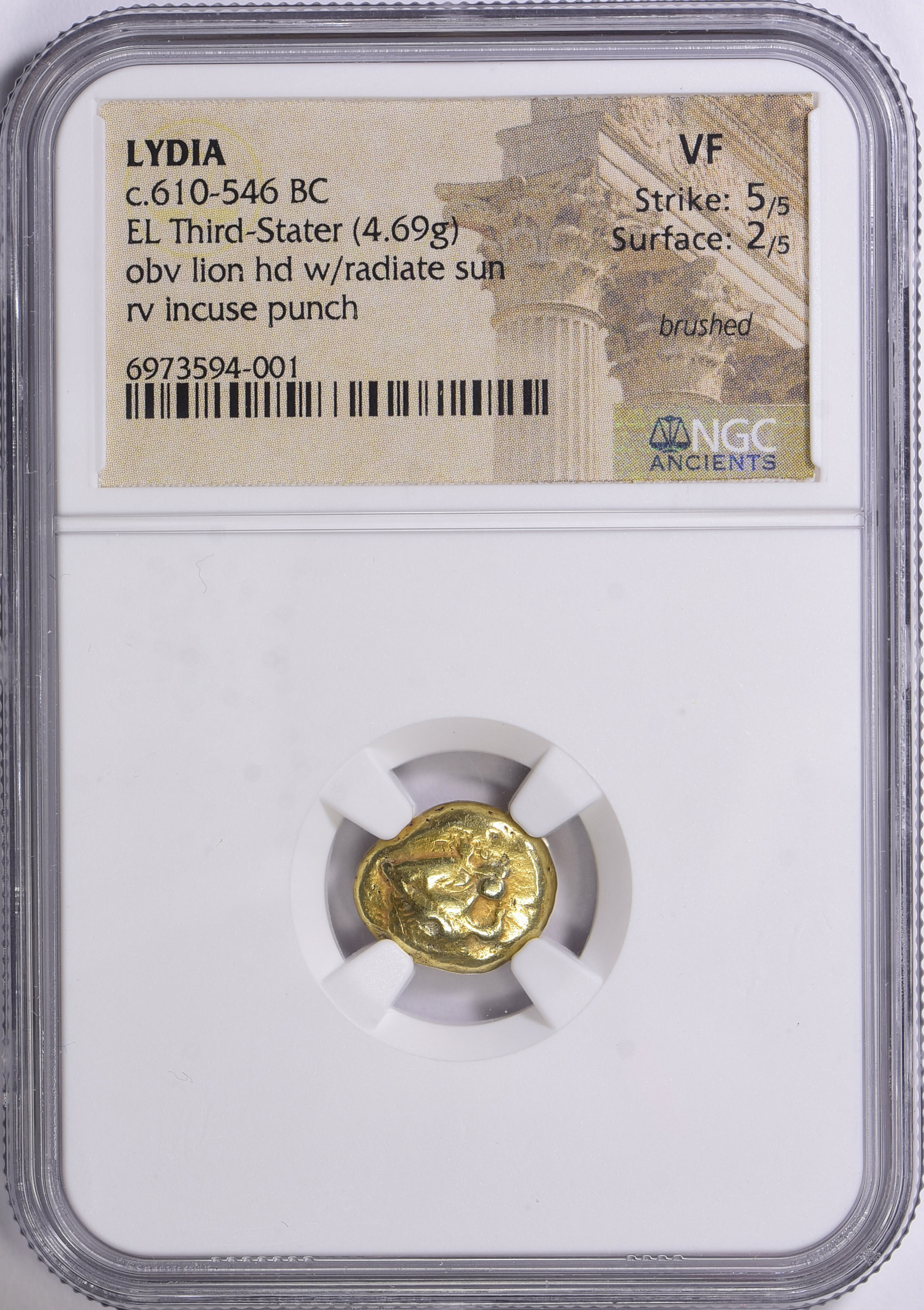 Ancient Lydia c.610-456 B.C. EL 1/3 Stater (4.69gms) NGC VF Strike 5/5 ...