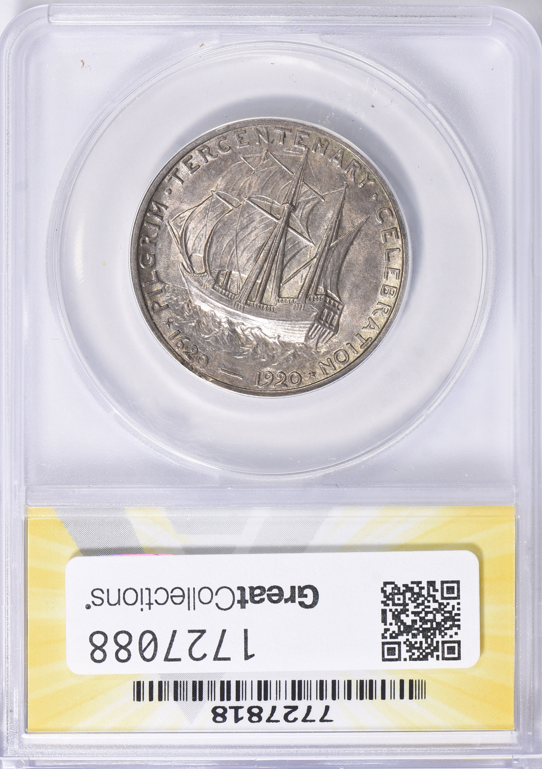 Mint Error 1920 Pilgrim Half Dollar Planchet Defect ANACS AU-58 (12 ...
