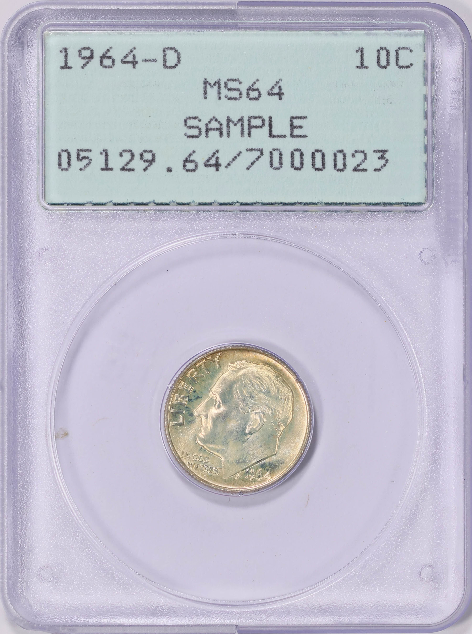 1964-D Roosevelt Dime PCGS MS-64 OGH (1st Gen) (Sample Slab) (Item ...