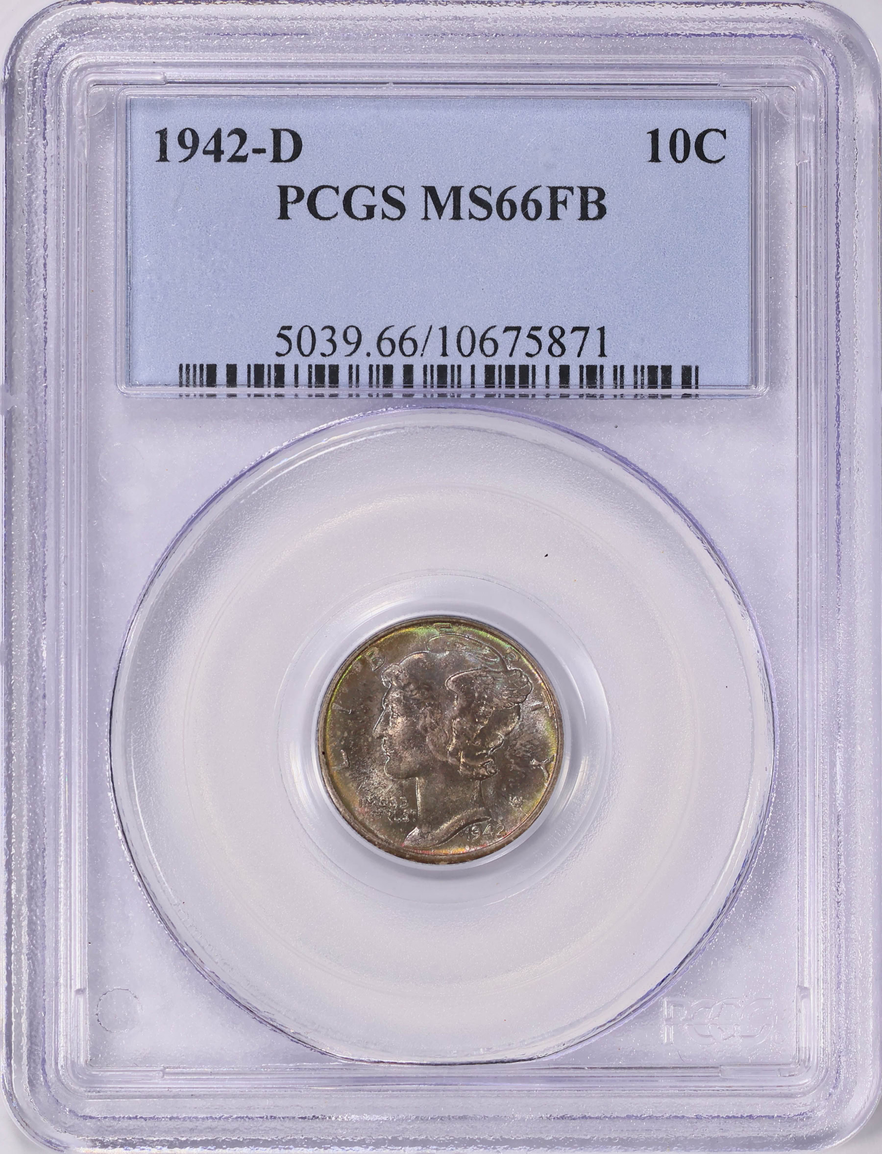 1942-D Mercury Dime PCGS MS-66 FB (Toned) (Item 1727123) | GreatCollections Coin Auctions