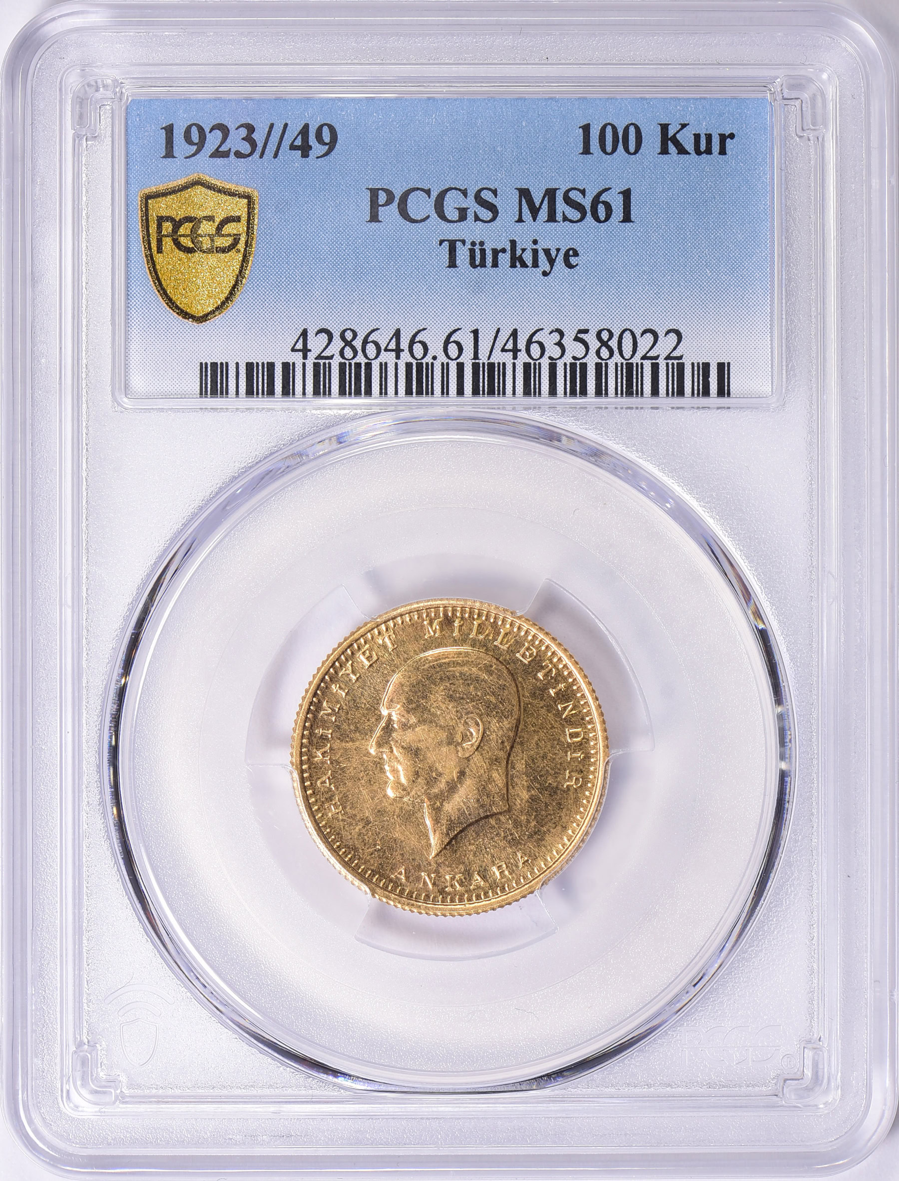 Turkey 1923 Year 49 (1972) Gold 100 Kurush Kemal Atatürk PCGS MS-61 (AGW = 0.2127 oz.) (Item ...