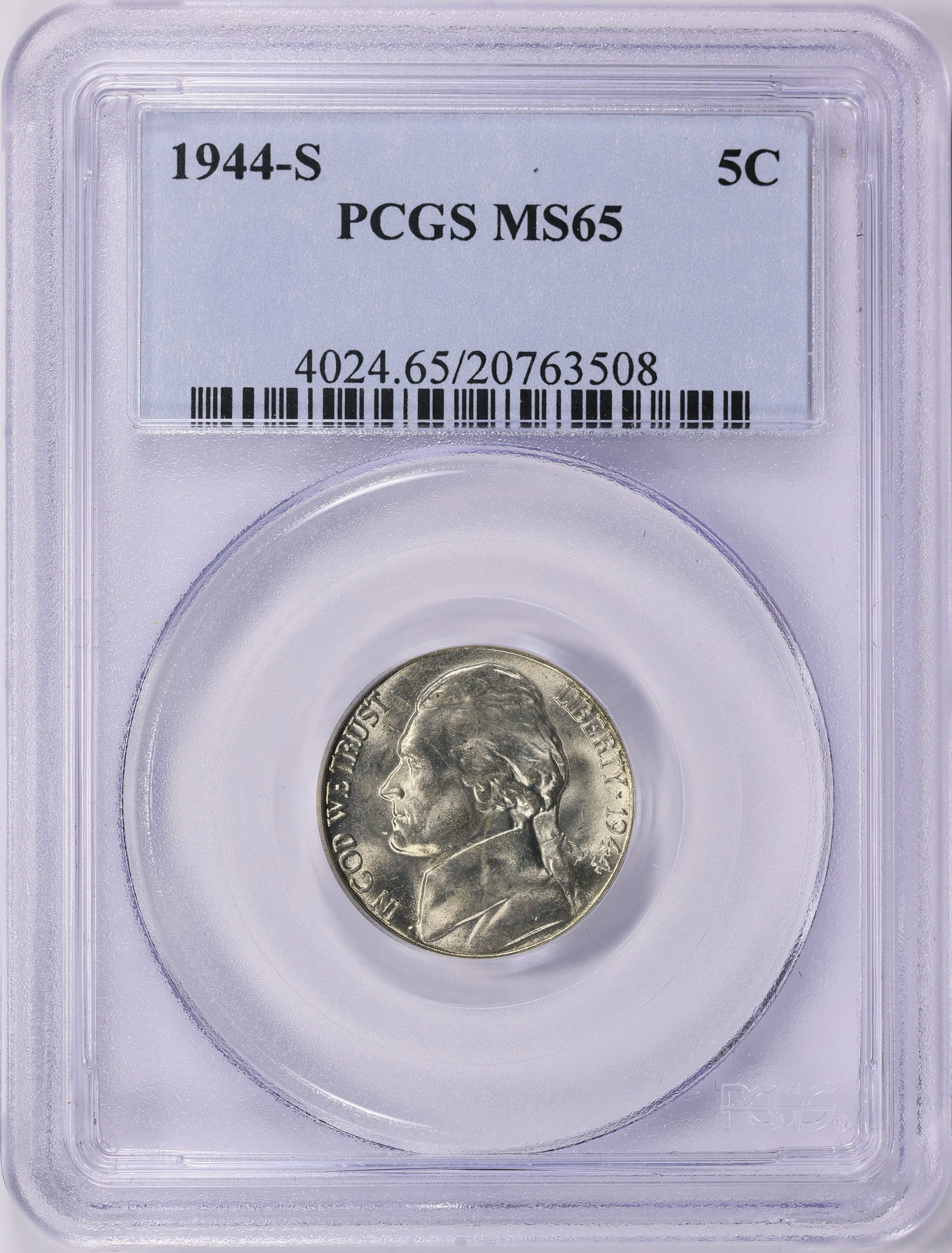 1944-S Jefferson Nickel PCGS MS-65 (Item 1727235) | GreatCollections Coin Auctions