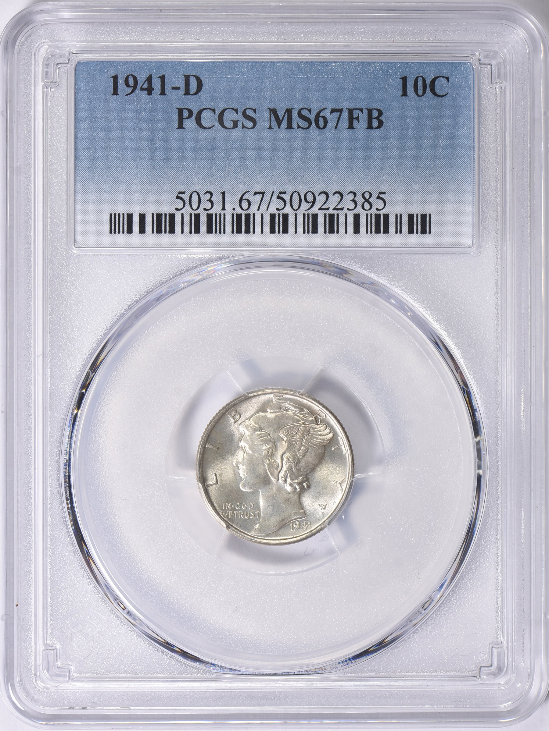 1941-D Mercury Dime PCGS MS-67 FB (Item 1727368) | GreatCollections Coin Auctions