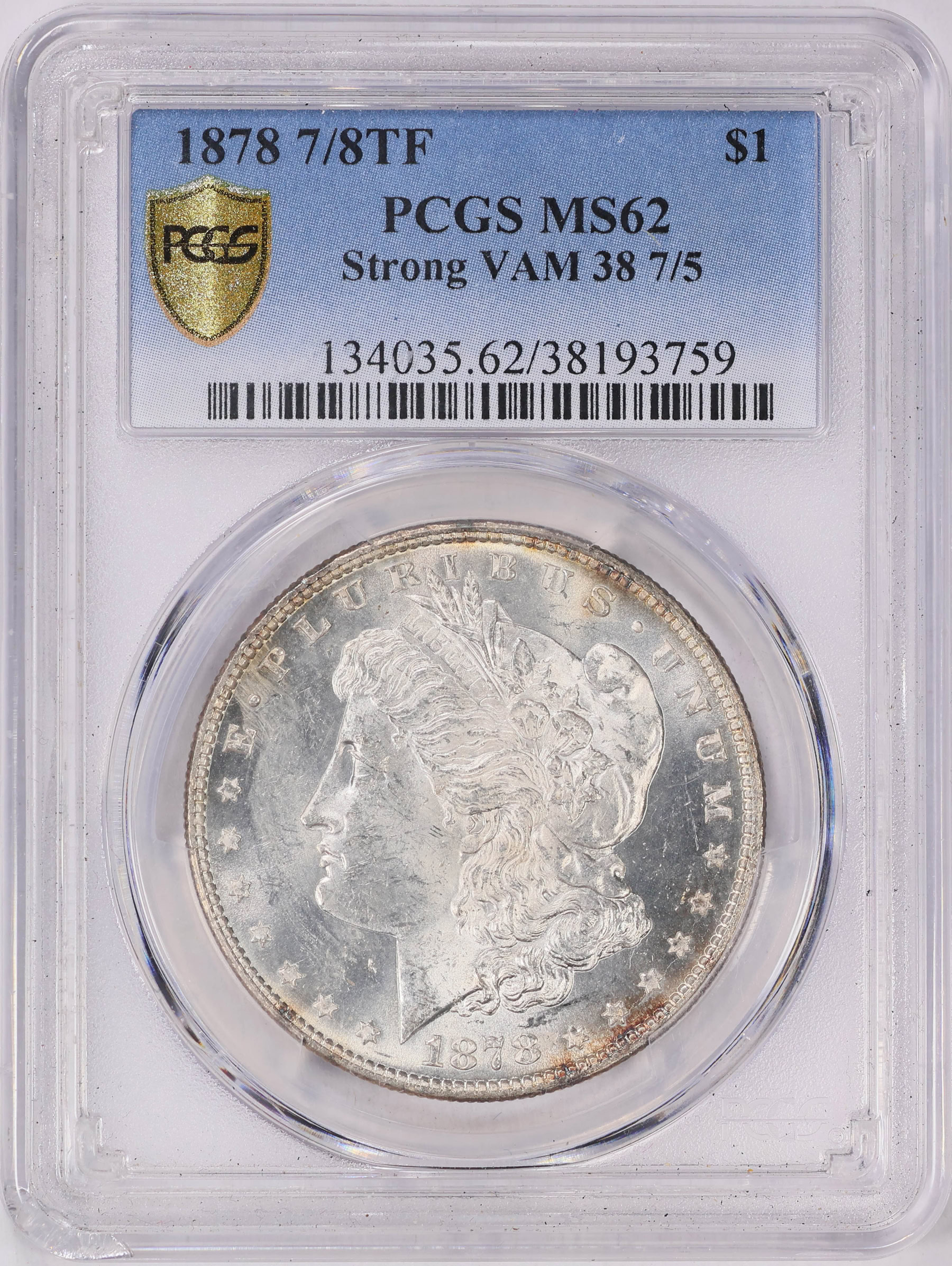 1878 7/8TF Morgan Silver Dollar Strong 7/5 VAM-38 PCGS MS-62 (Item 1727395) | GreatCollections ...