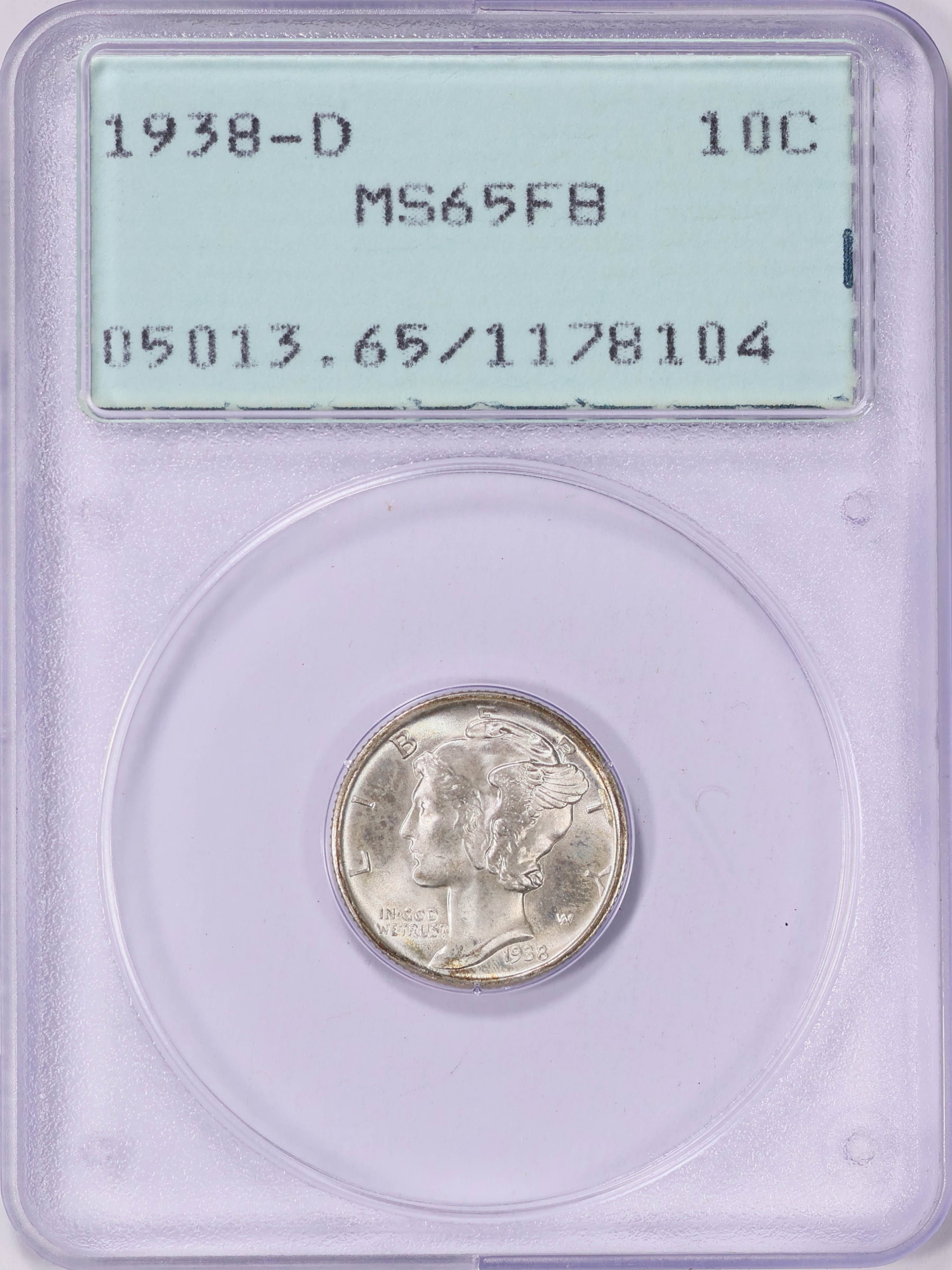 1938-D Mercury Dime PCGS MS-65 FB OGH (1st Gen) (Item 1727409) | GreatCollections Coin Auctions