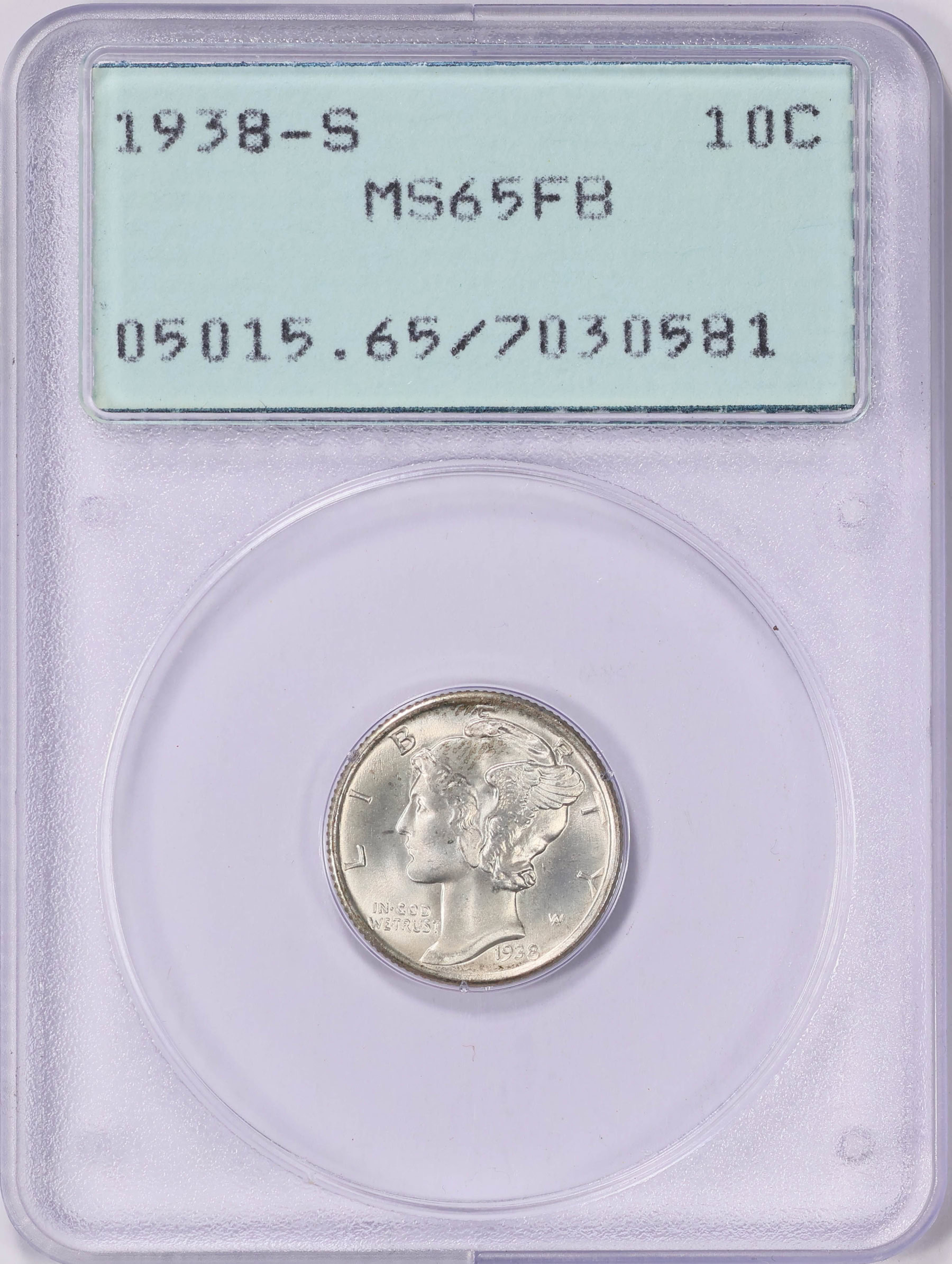 1938-S Mercury Dime PCGS MS-65 FB OGH (1st Gen) (Item 1727413) | GreatCollections Coin Auctions
