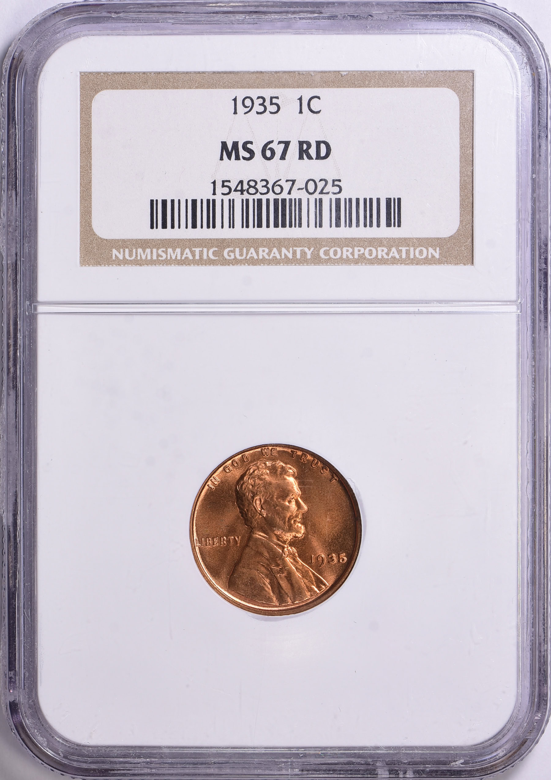 1935 Lincoln Cent NGC MS-67 RD (Item 1727542) | GreatCollections Coin ...