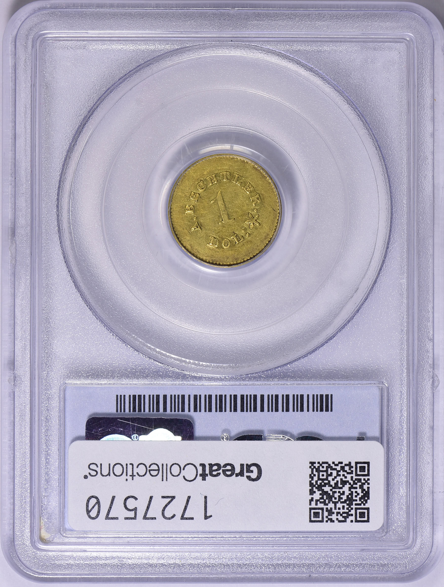(1842-50) North Carolina/Georgia Gold $1 A. Bechtler 27G, 21C, Plain ...