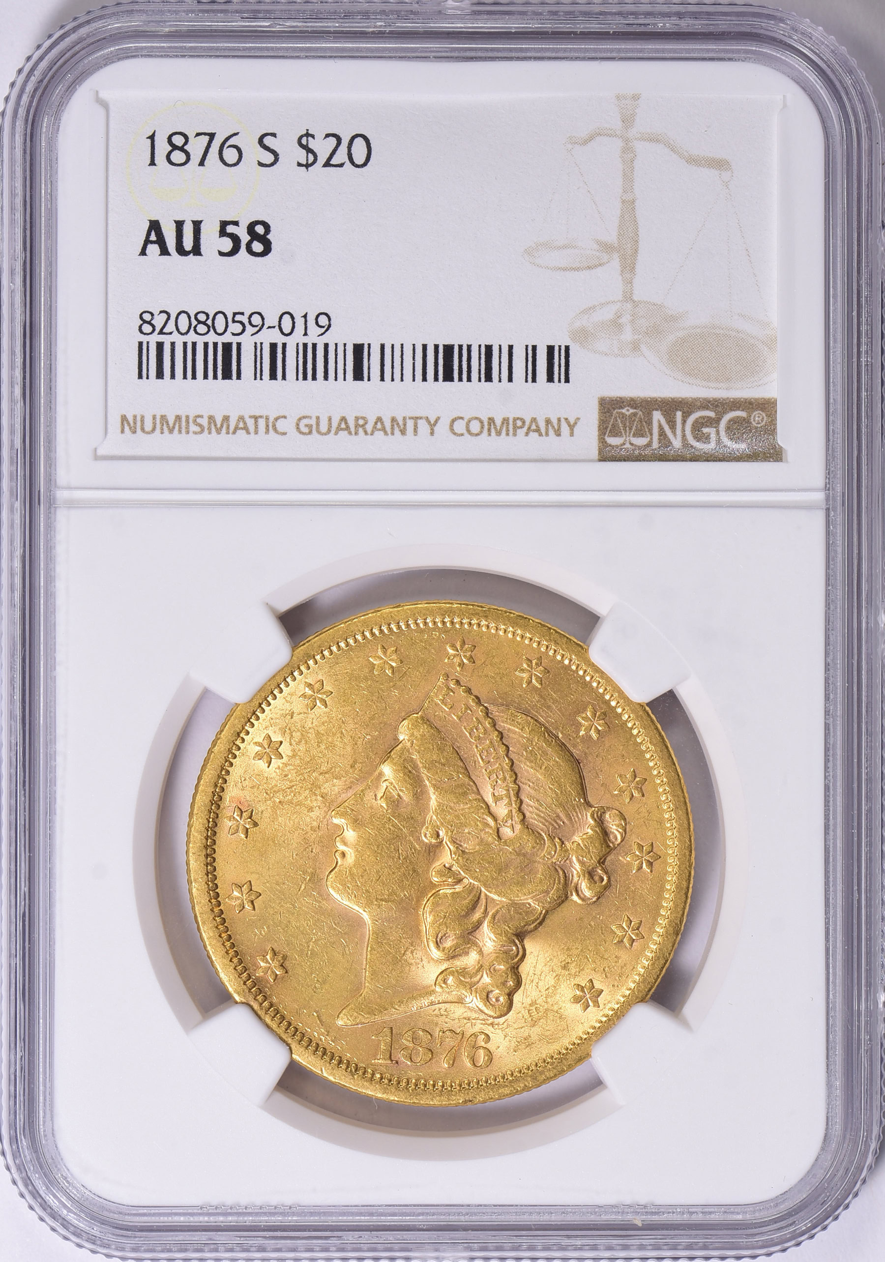 1876-S Liberty Gold Double Eagle NGC AU-58 (Item 1727625) | GreatCollections Coin Auctions