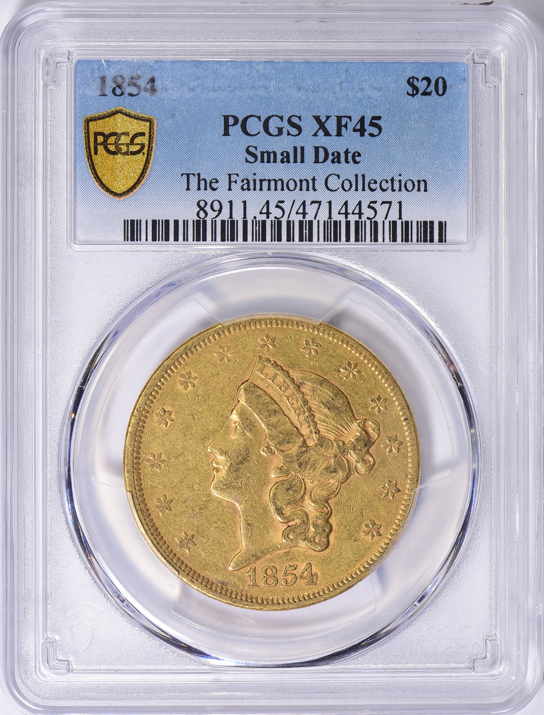 1854 Liberty Gold Double Eagle Small Date PCGS XF-45 (The Fairmont Collection) (Item 1727626 ...