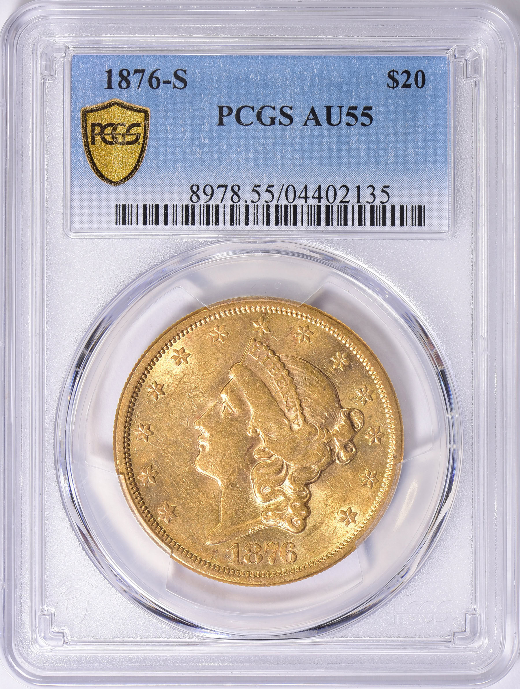 1876-S Liberty Gold Double Eagle PCGS AU-55 (Item 1727629) | GreatCollections Coin Auctions