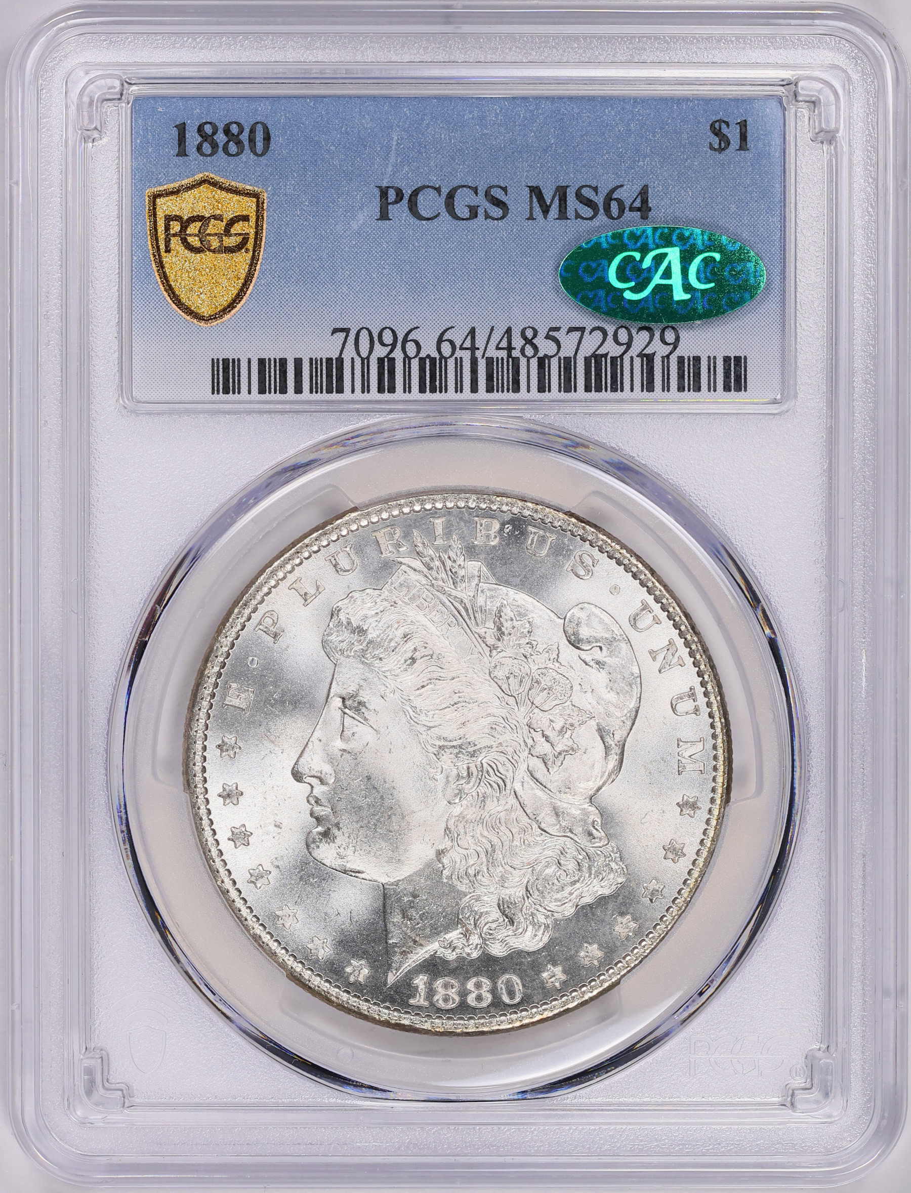 1880 Morgan Silver Dollar PCGS MS-64 (CAC Green) (Item 1727642) | GreatCollections Coin Auctions