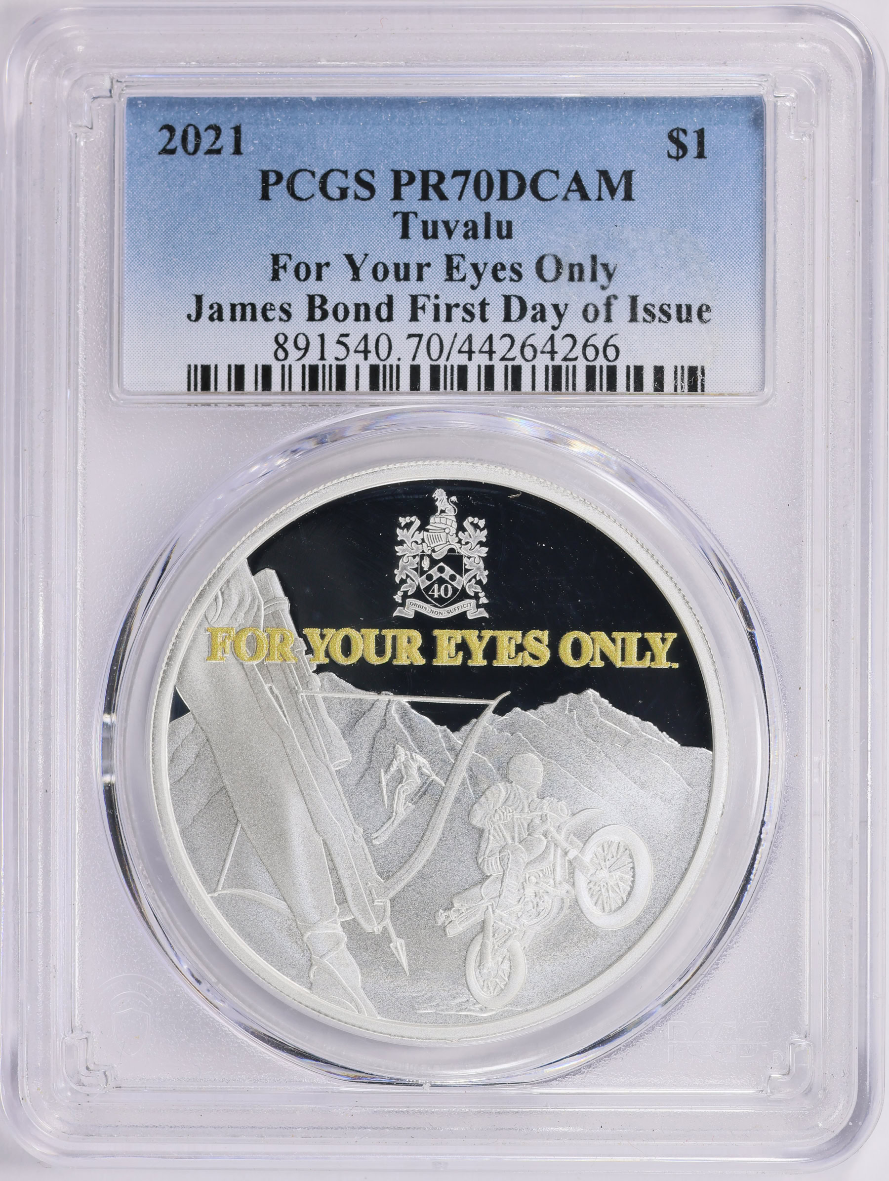 Tuvalu 2021 Silver Dollar James Bond For Your Eyes Only First Day of ...