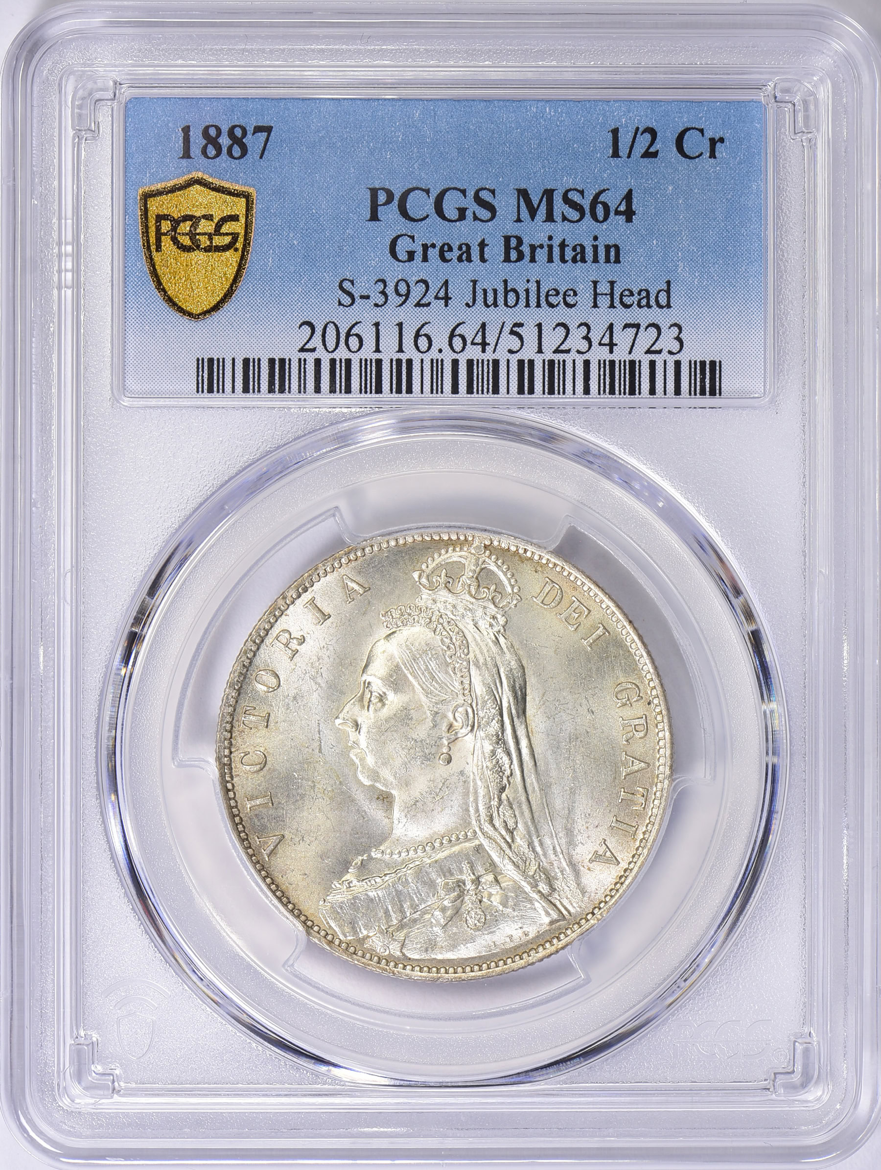 Great Britain 1887 Silver 1/2 Crown Jubilee Head KM-764 PCGS MS-64 (Item 1727691 ...