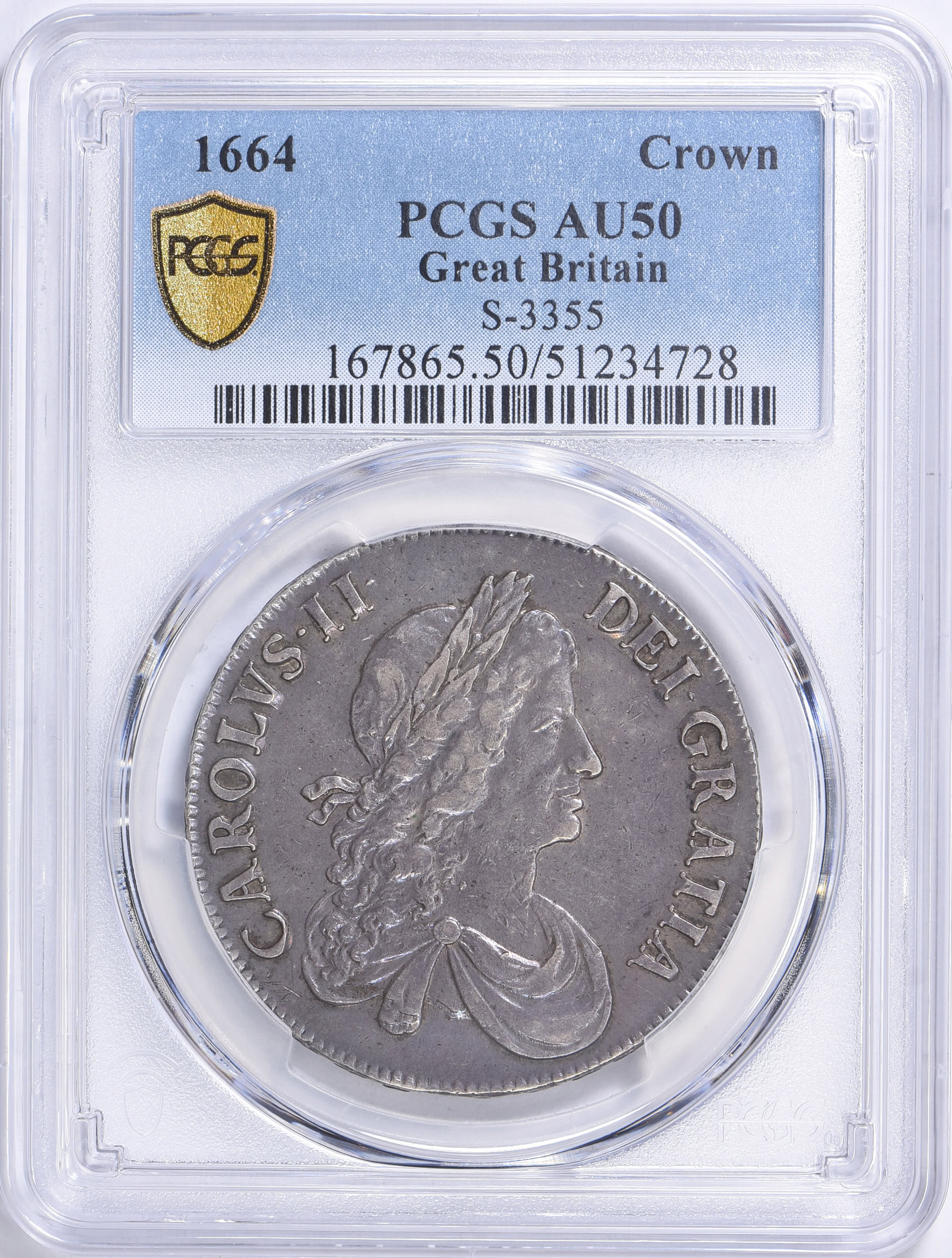Great Britain 1664 Silver Crown KM-422.1 PCGS AU-50 (Toned) (Item 1727693) | GreatCollections ...