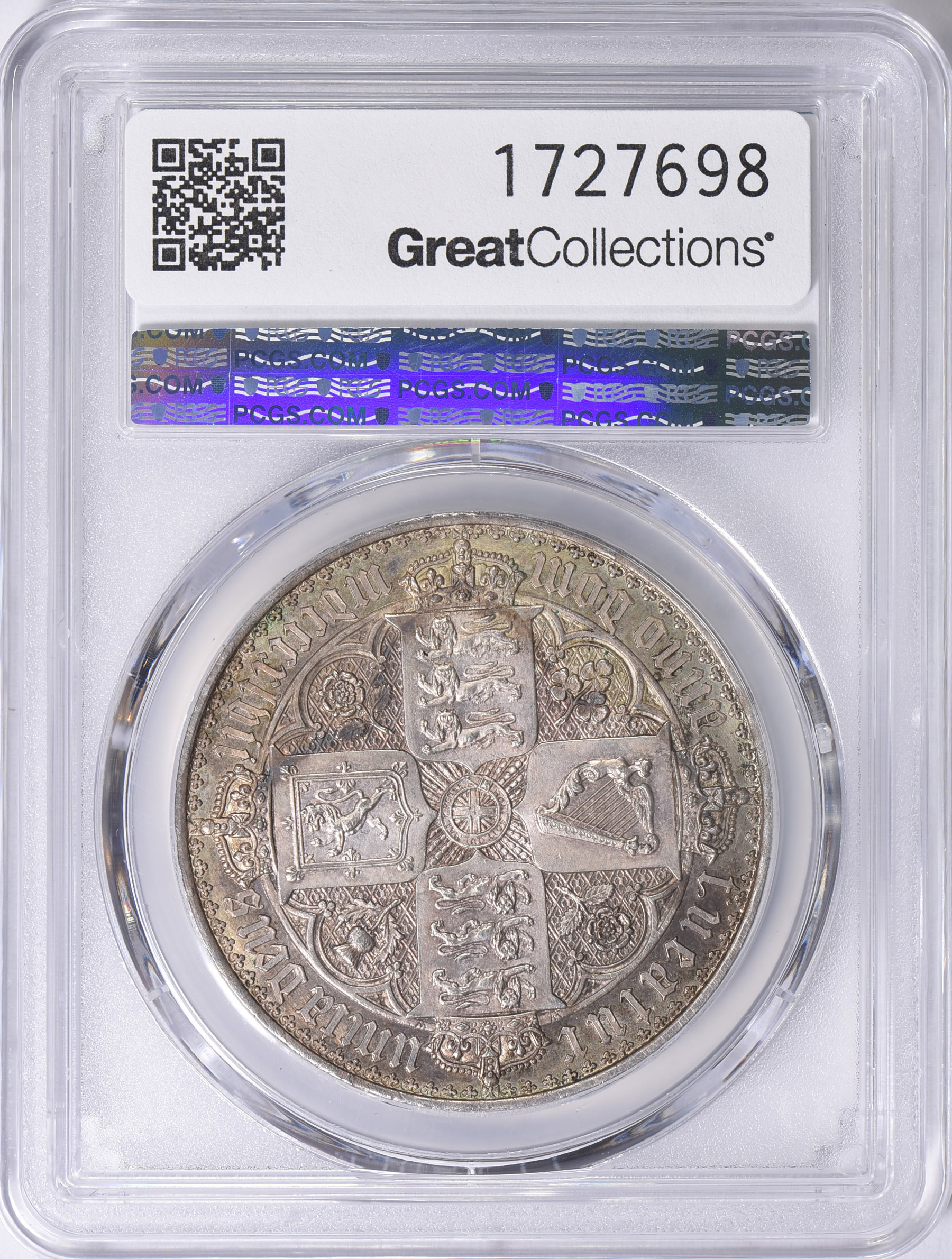 Great Britain 1847 Silver Gothic Crown UNDECIMO Edge KM-744 PCGS Proof ...