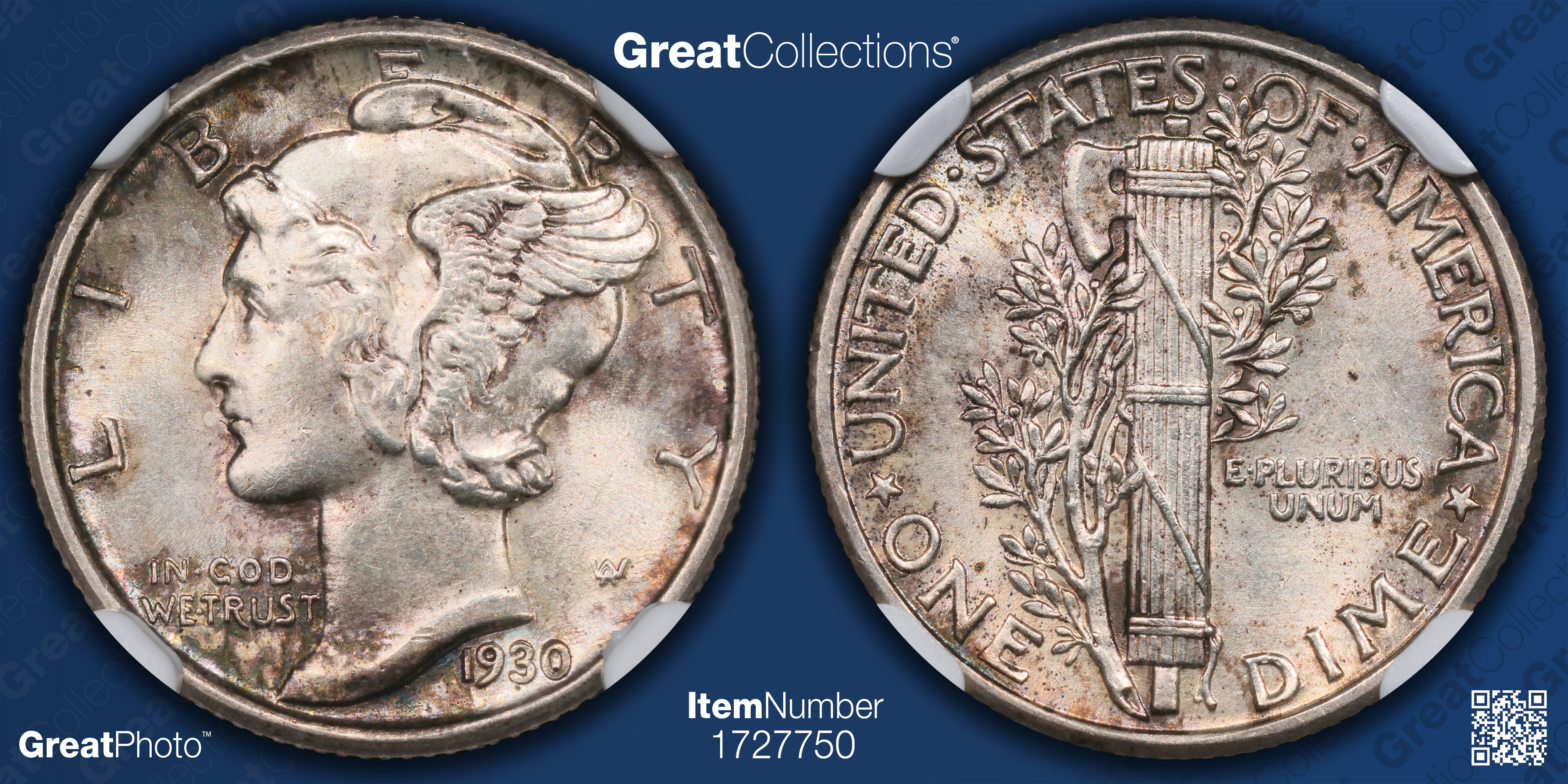 1930 Mercury Dime NGC MS-62 FB (Item 1727750) | GreatCollections Coin ...
