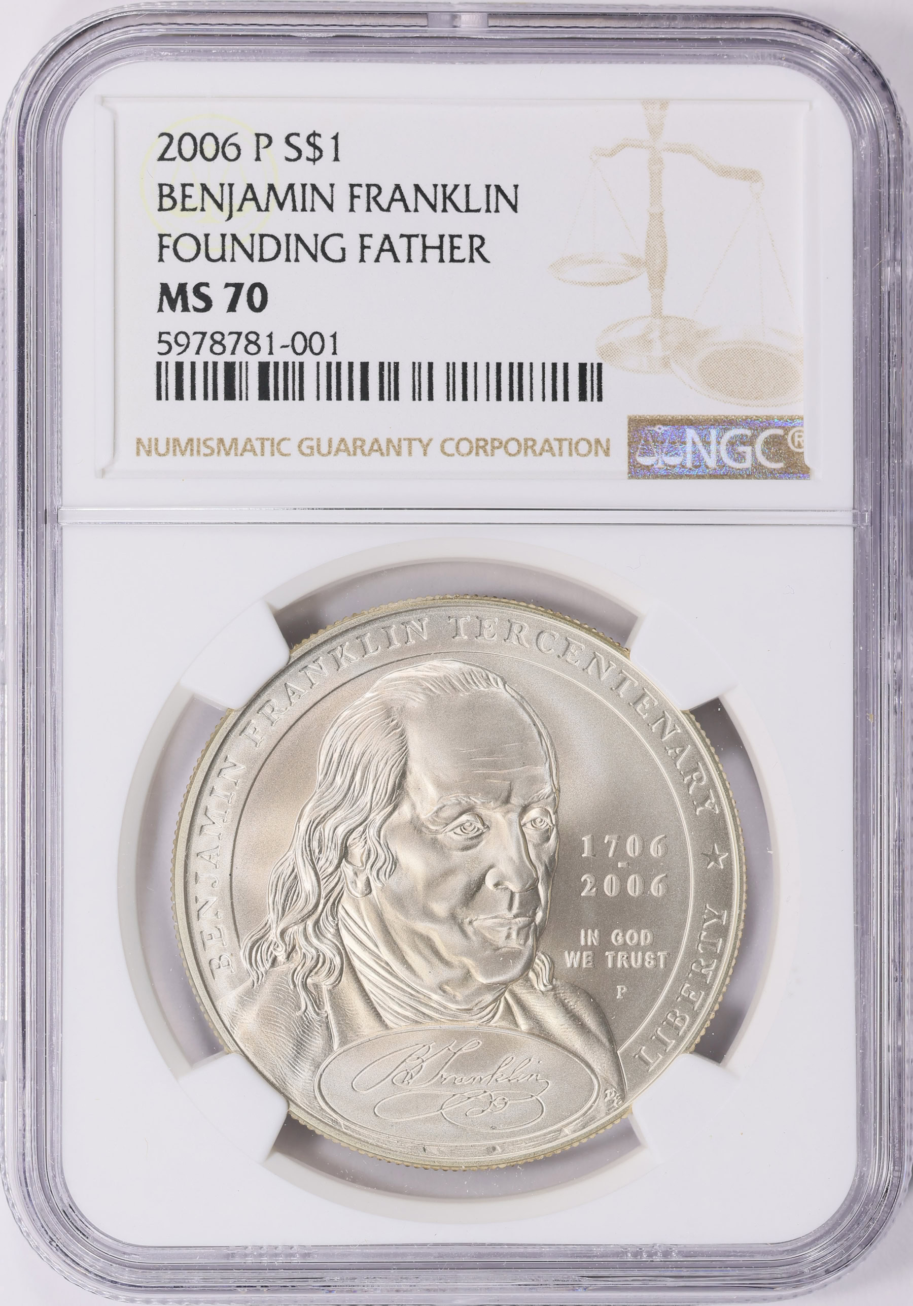 2006-P Benjamin Franklin Tercentenary Founding Father Silver Dollar NGC ...