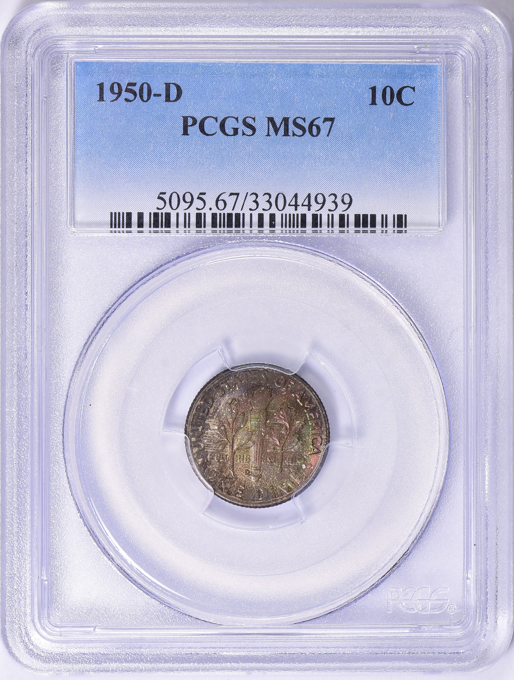 1950-D Roosevelt Dime PCGS MS-67 (Toned) (Item 1727833 ...