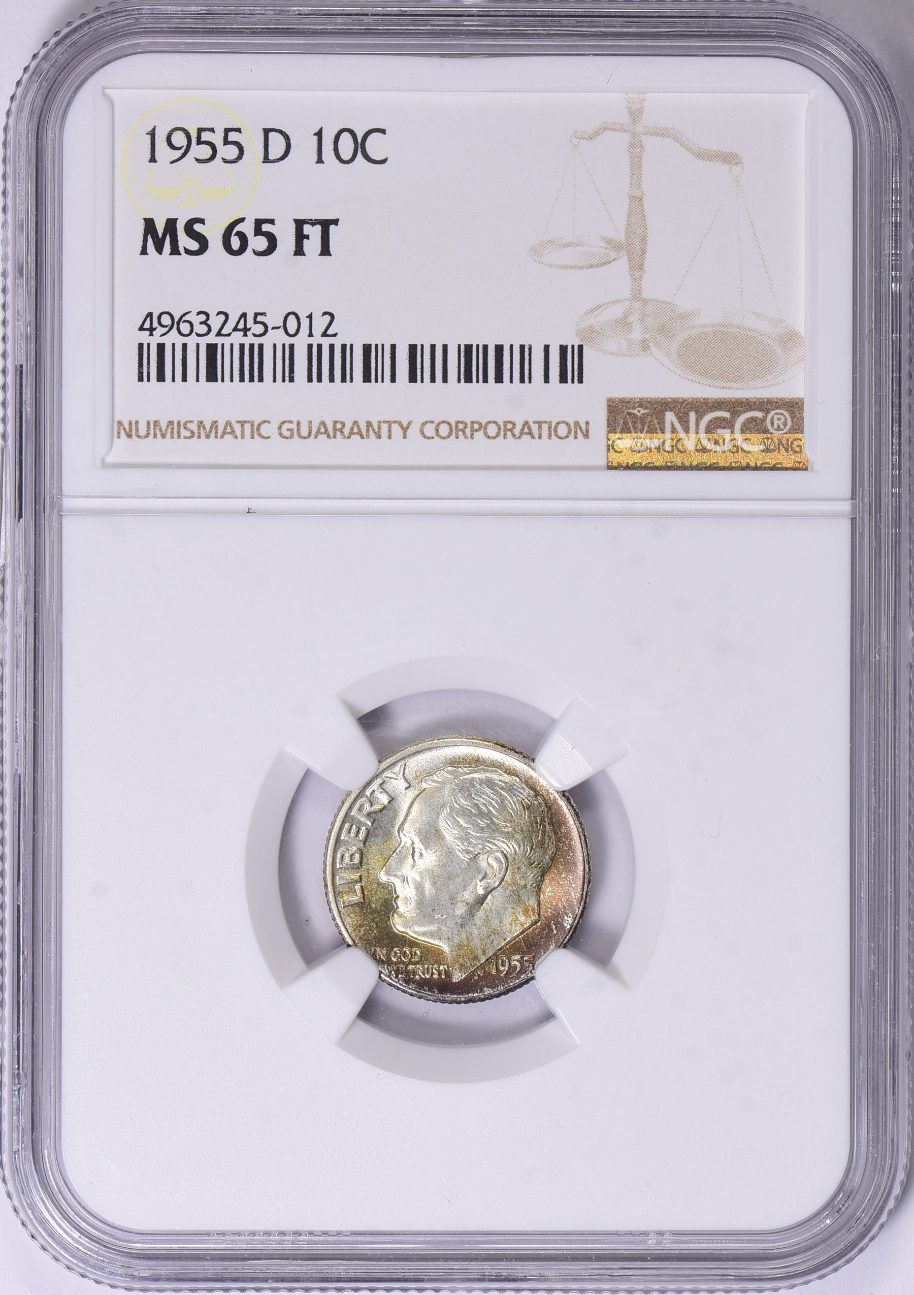 1955-D Roosevelt Dime NGC MS-65 FT (Toned) (Item 1727836 ...