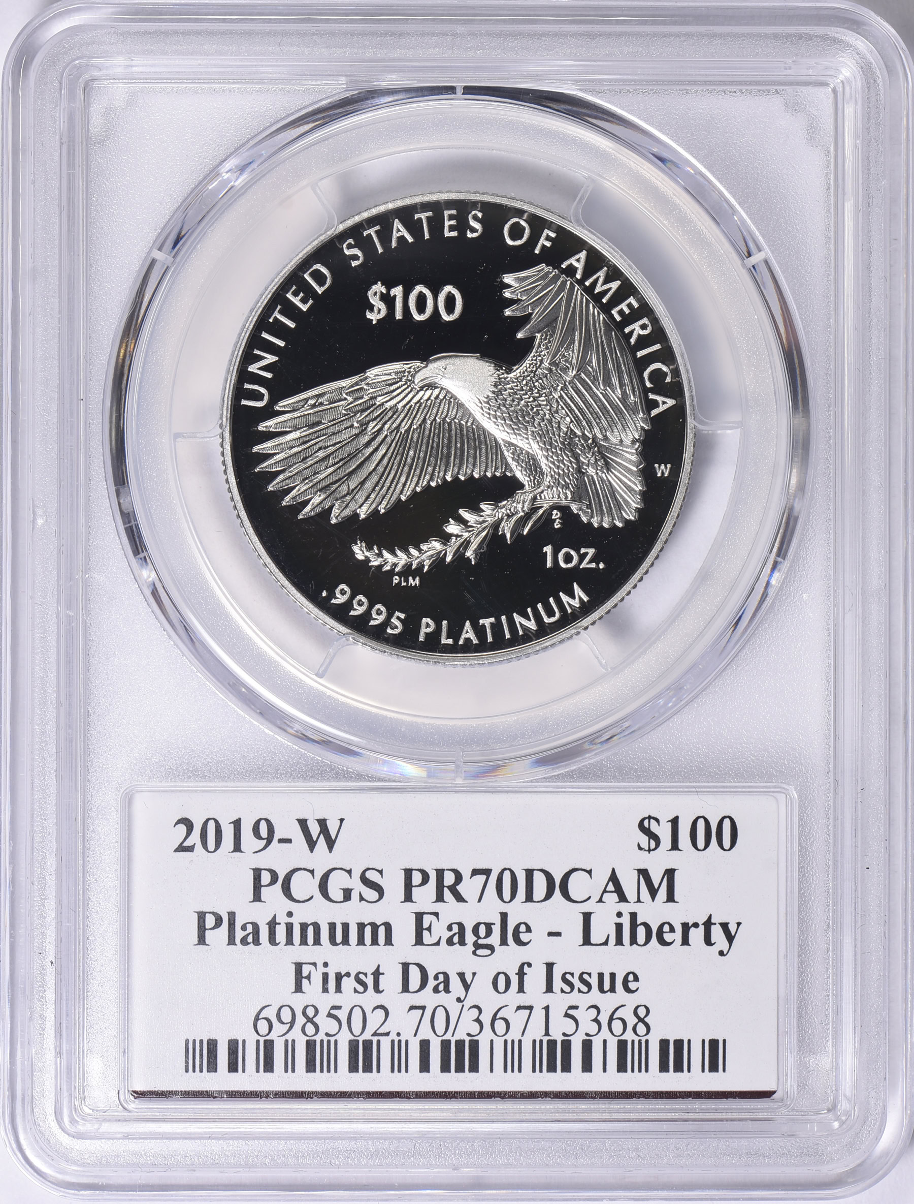 2019-W $100 One-Ounce Platinum American Eagle Liberty First Day of ...