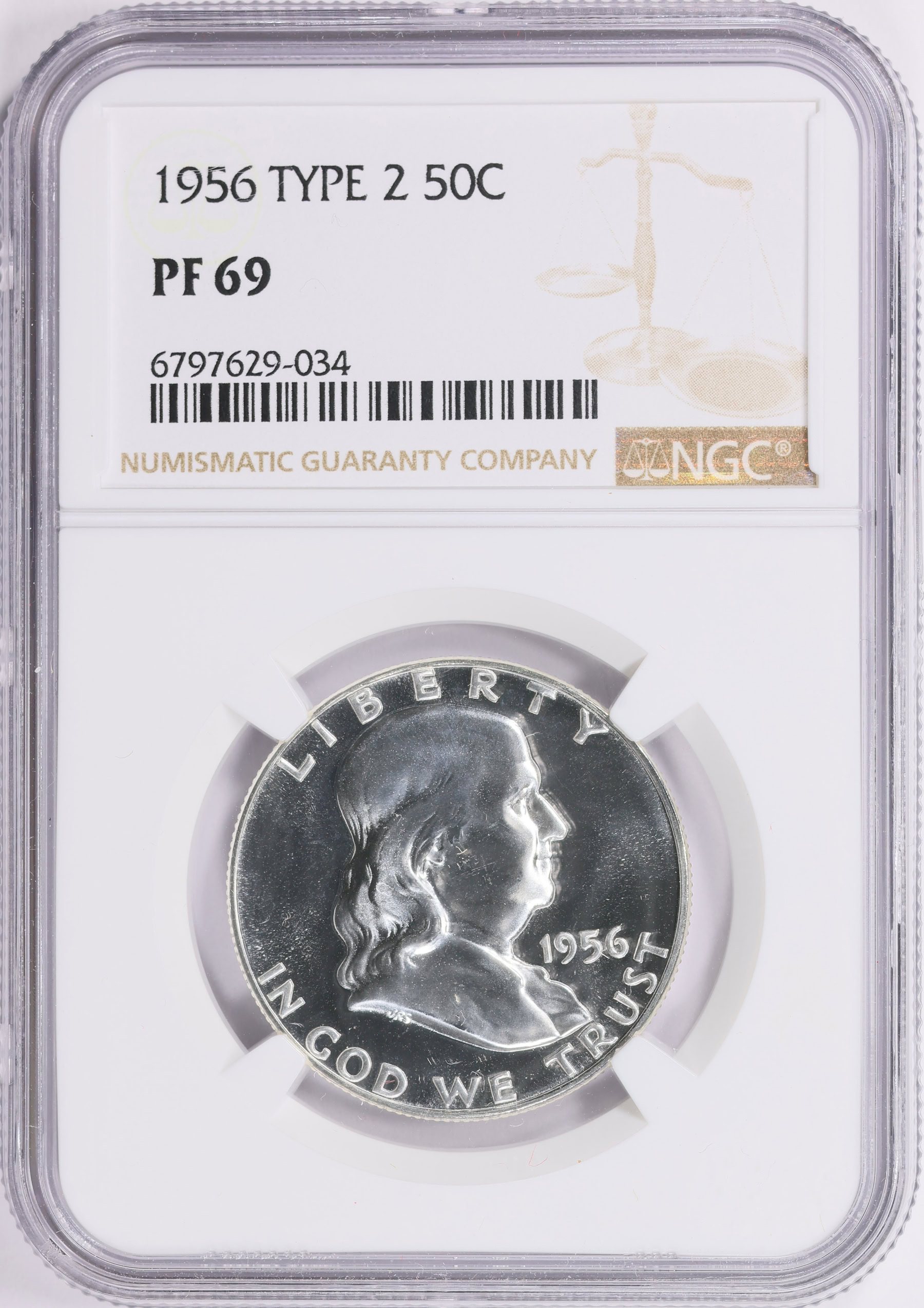 1956 Franklin Half Dollar Type 2 NGC Proof-69 (Item 1727986) | GreatCollections Coin Auctions