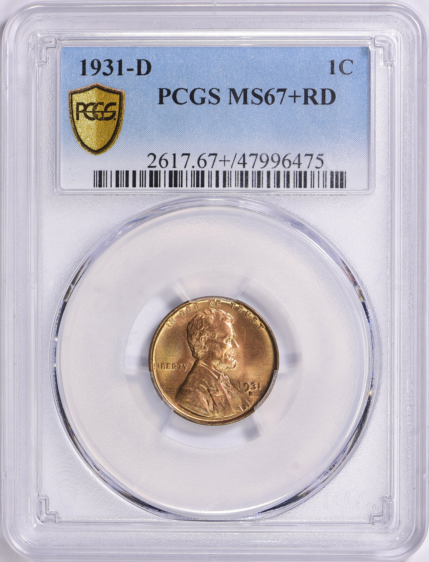 1931-D Lincoln Cent PCGS MS-67+ RD (Item 1728024) | GreatCollections Coin Auctions