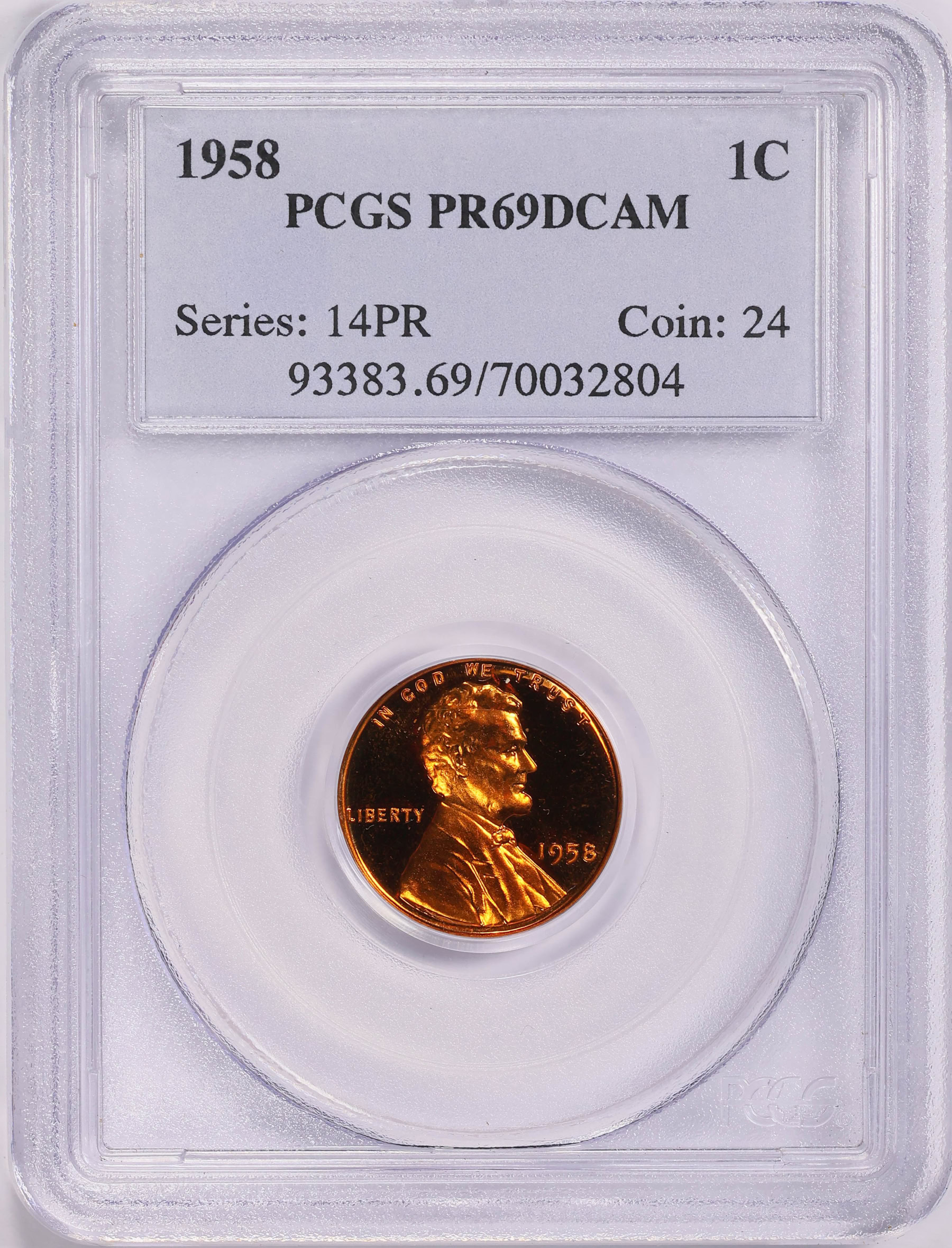 1958 Lincoln Cent PCGS Proof-69 DCAM (Item 1728035) | GreatCollections ...