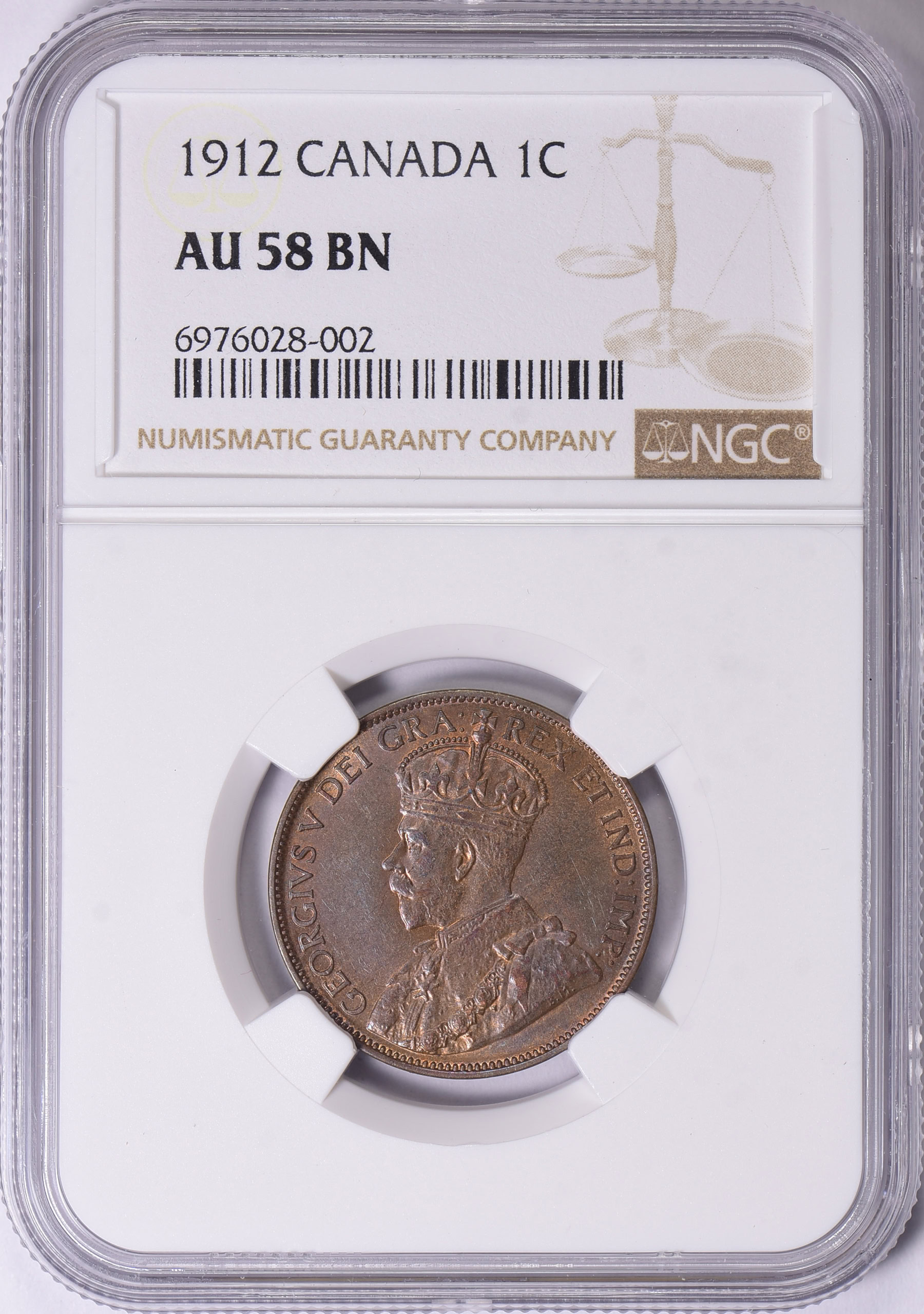 Canada 1912 Cent KM-21 NGC AU-58 BN (Item 1728083) | GreatCollections ...