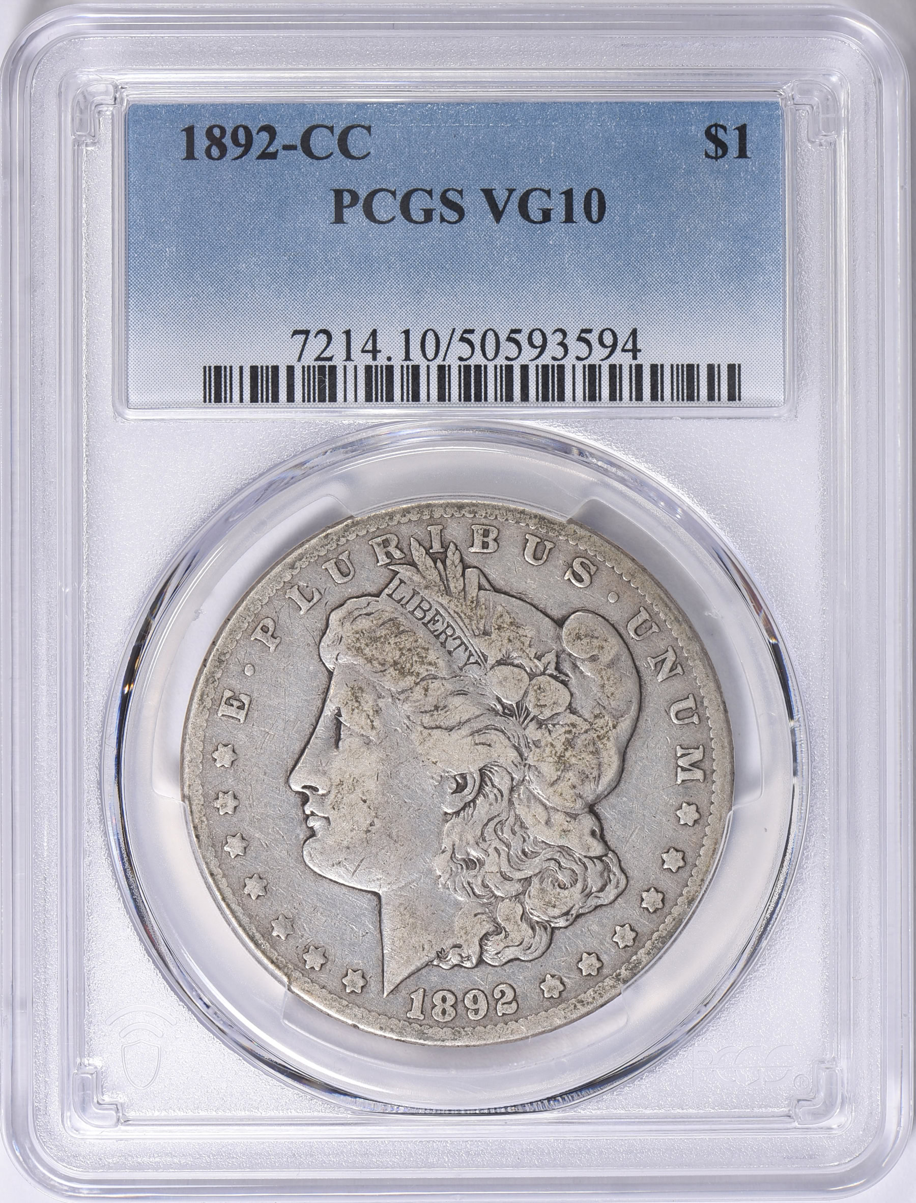 1892-CC Morgan Silver Dollar PCGS VG-10 (Item 1728120) | GreatCollections Coin Auctions