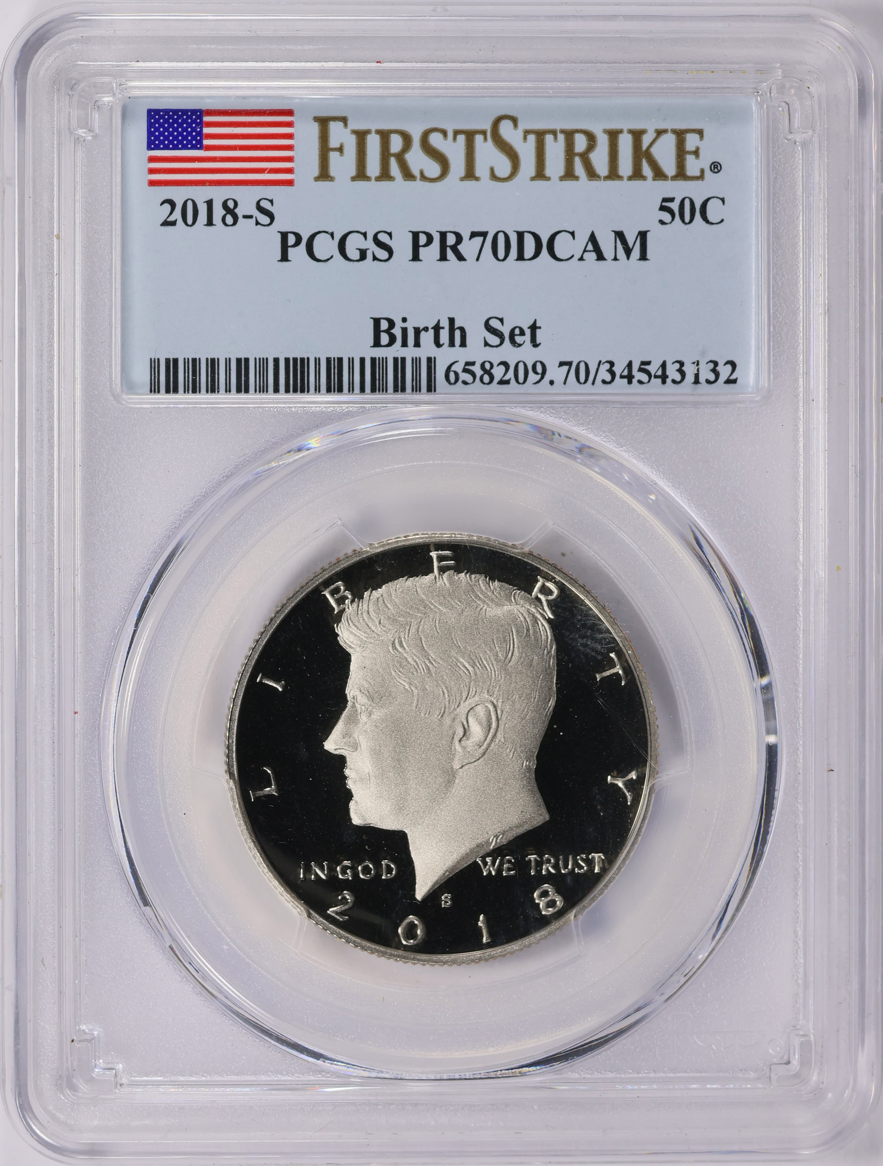 2018-S Kennedy Half Dollar (From the Birth Set) First Strike PCGS Proof ...