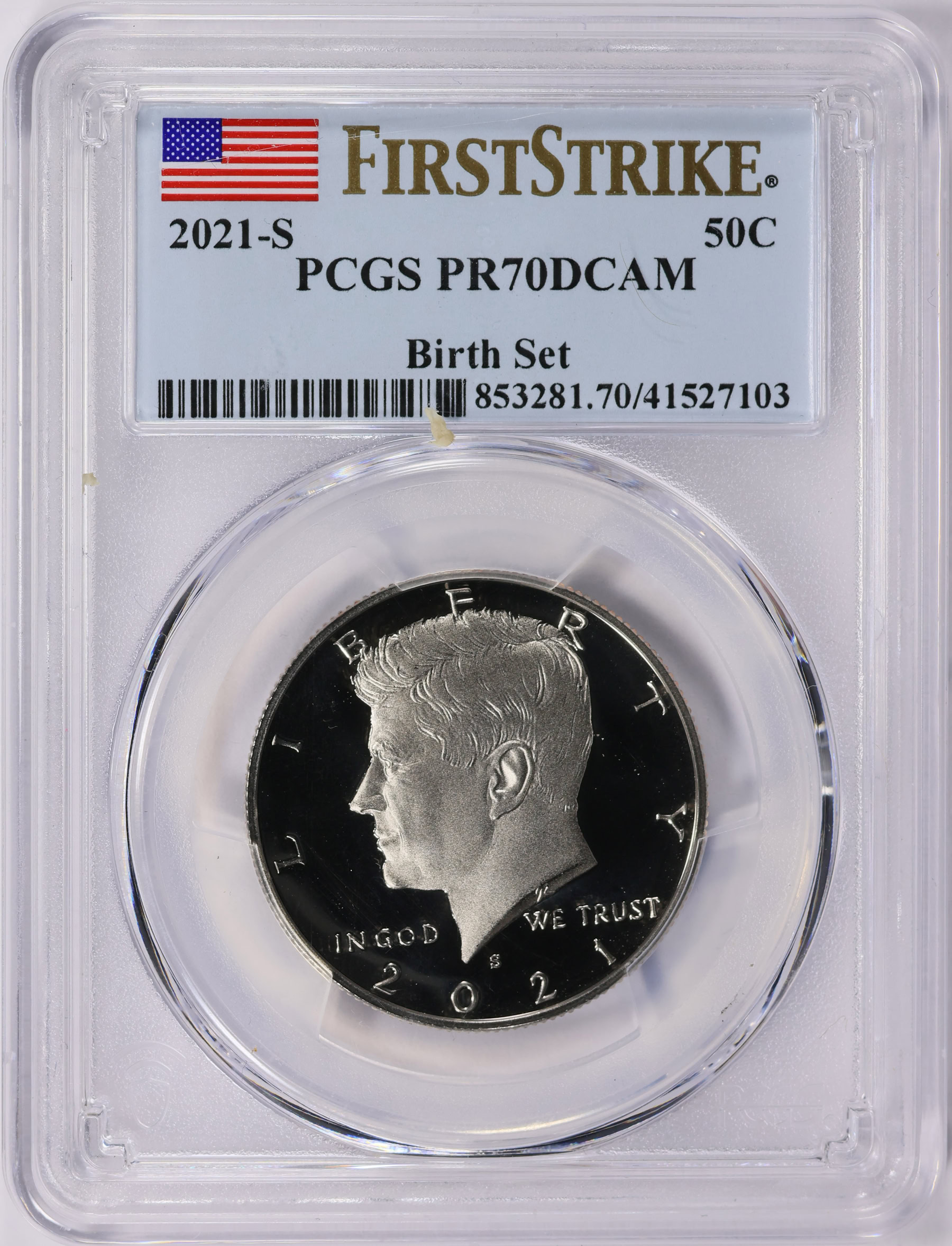 2021-S Kennedy Half Dollar (From the Birth Set) First Strike PCGS Proof-70 DCAM (Item 1728177 ...