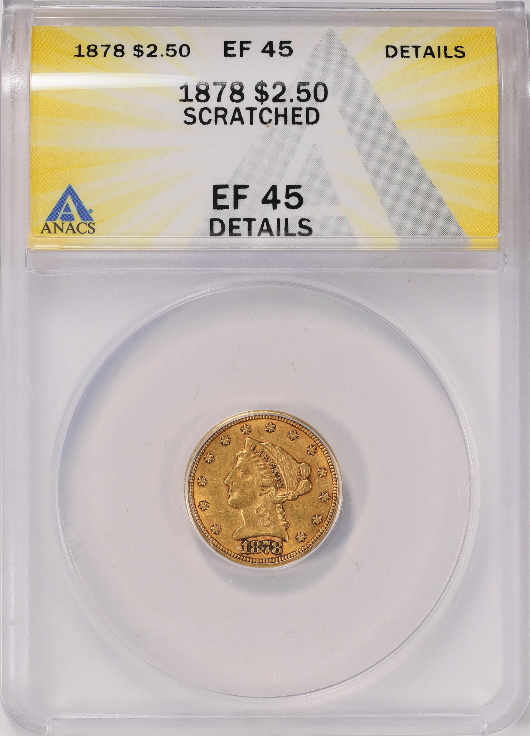 1878 Liberty Gold Quarter Eagle ANACS XF-45 Details (Item 1728185) | GreatCollections Coin Auctions