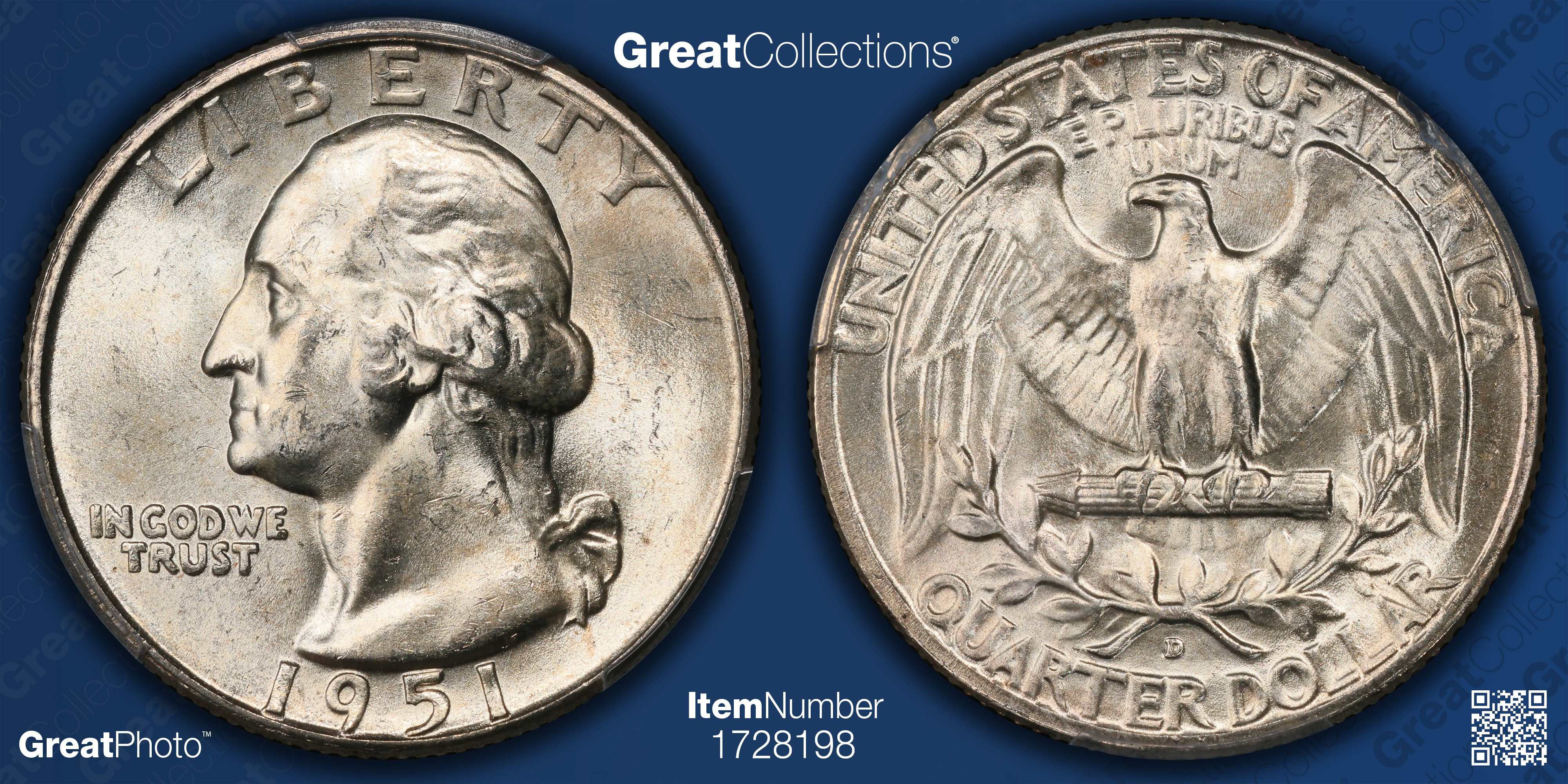 1951-D Washington Quarter PCGS MS-65 (Item 1728198) | GreatCollections ...