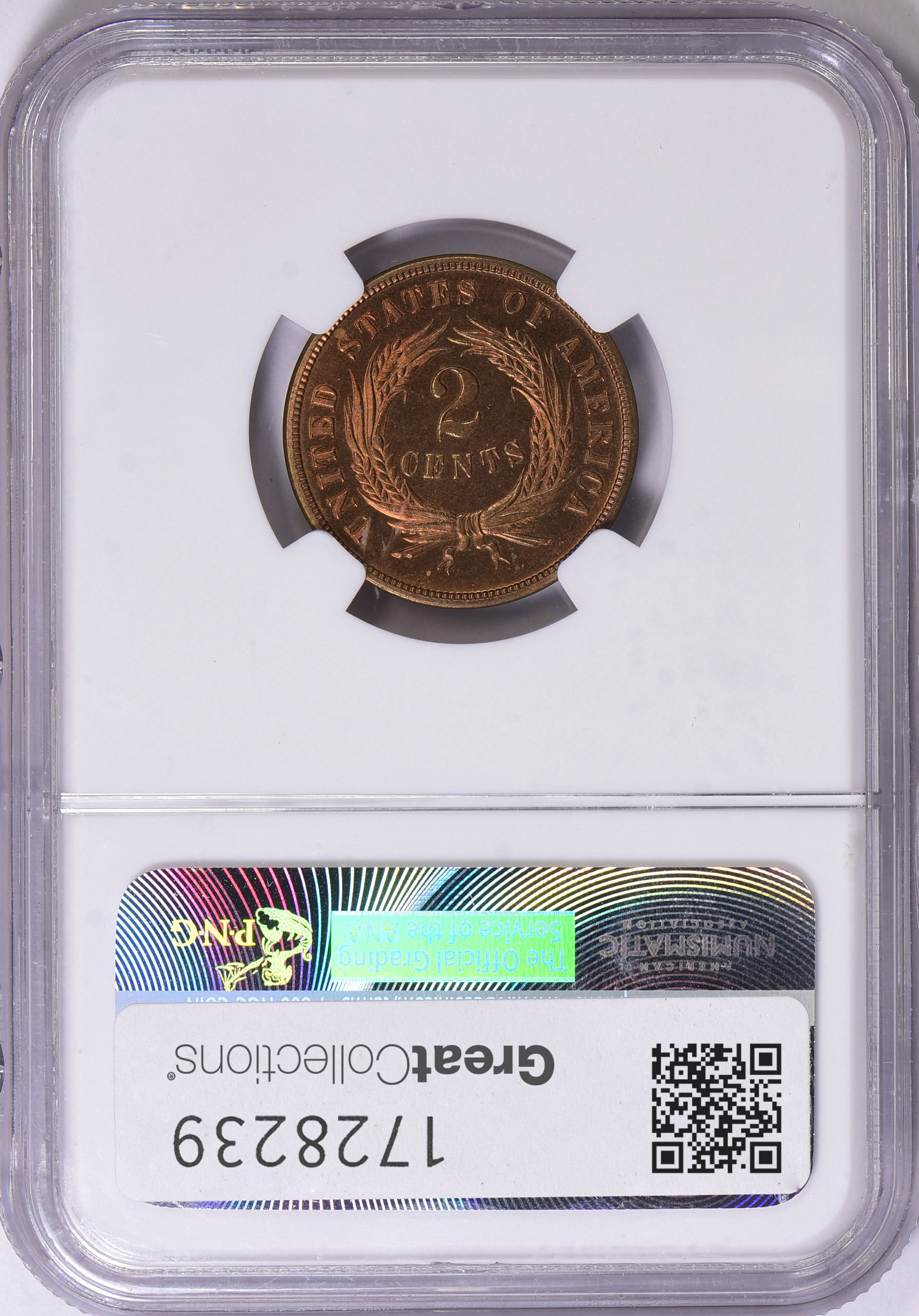 1869 Two-Cent Piece NGC Proof-67 RB (Item 1728239) | GreatCollections ...