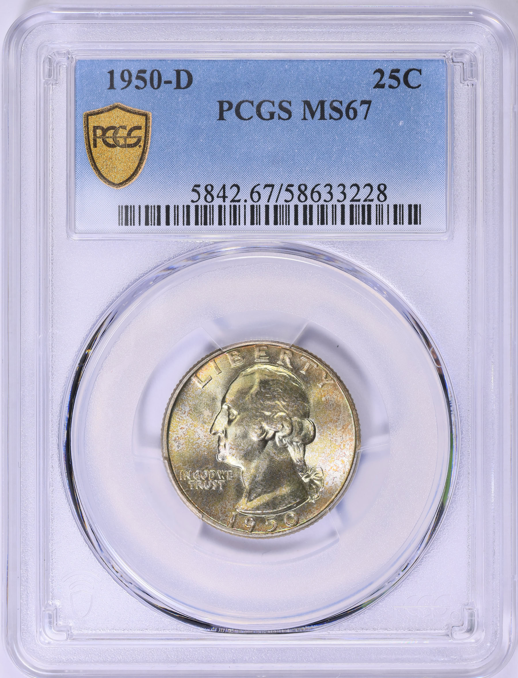 1950-D Washington Quarter PCGS MS-67 (Toned) (Item 1728332 ...