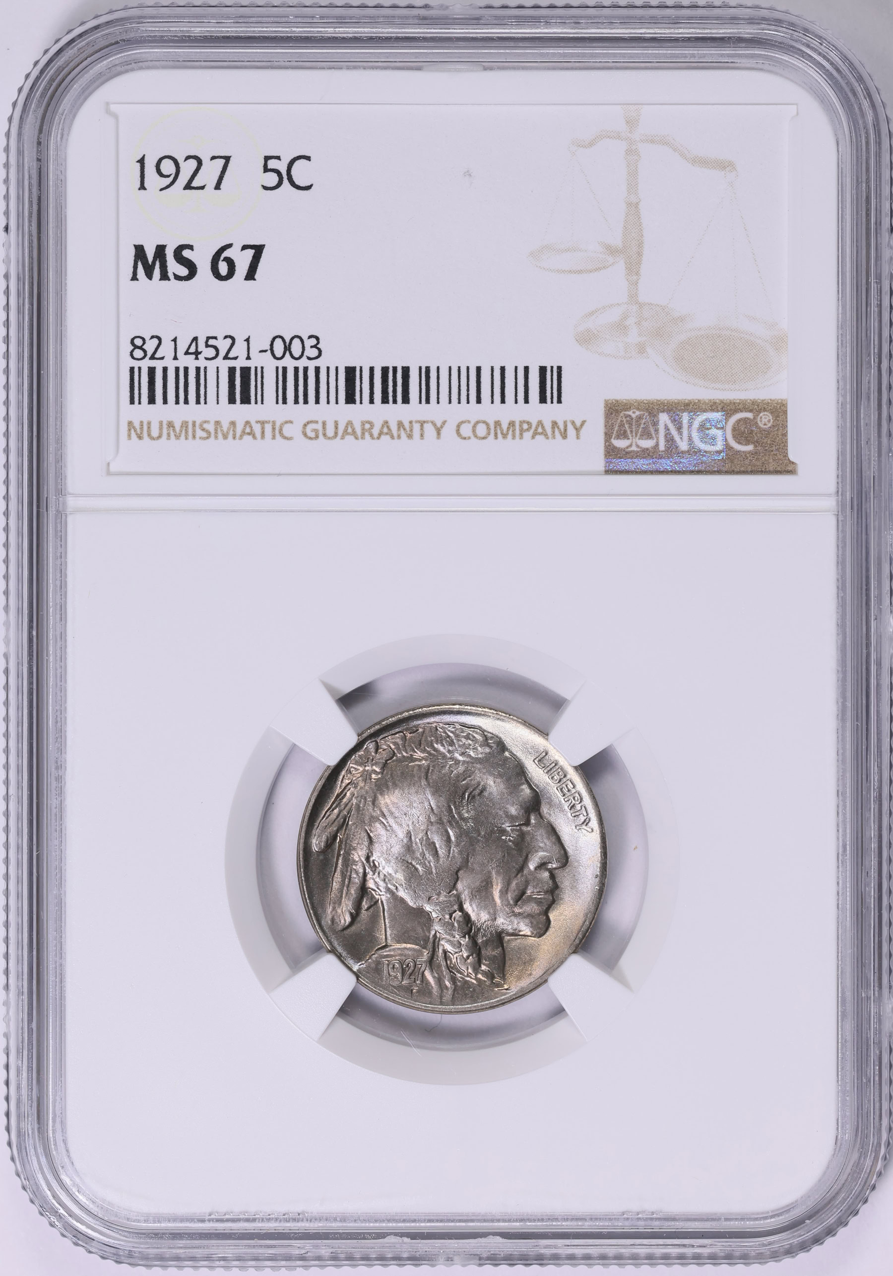1927 Buffalo Nickel NGC MS-67 (Toned) (Item 1728336) | GreatCollections ...