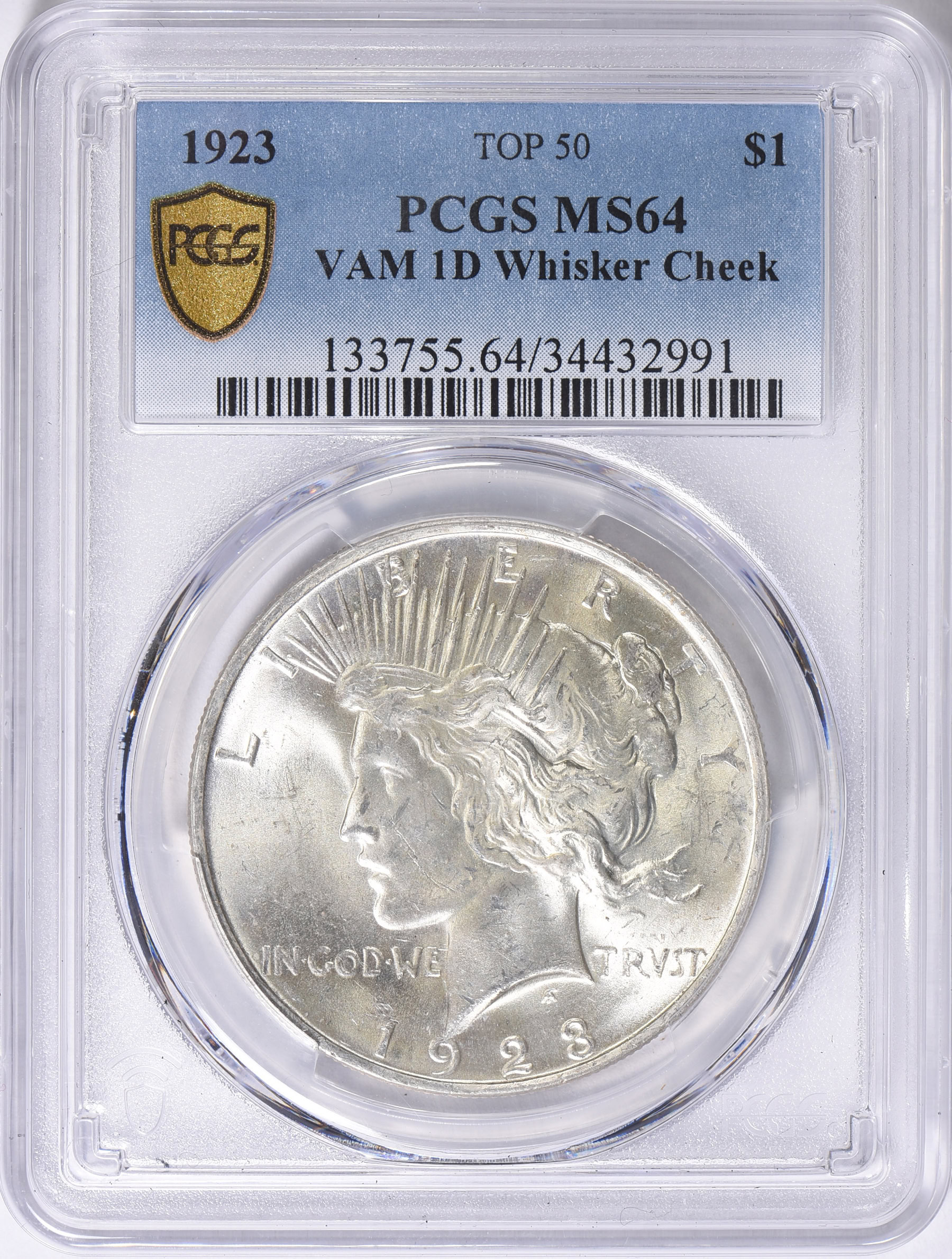 1923 Peace Silver Dollar Whisker Cheek VAM-1D Top 50 PCGS MS-64 (Item 1728385 ...