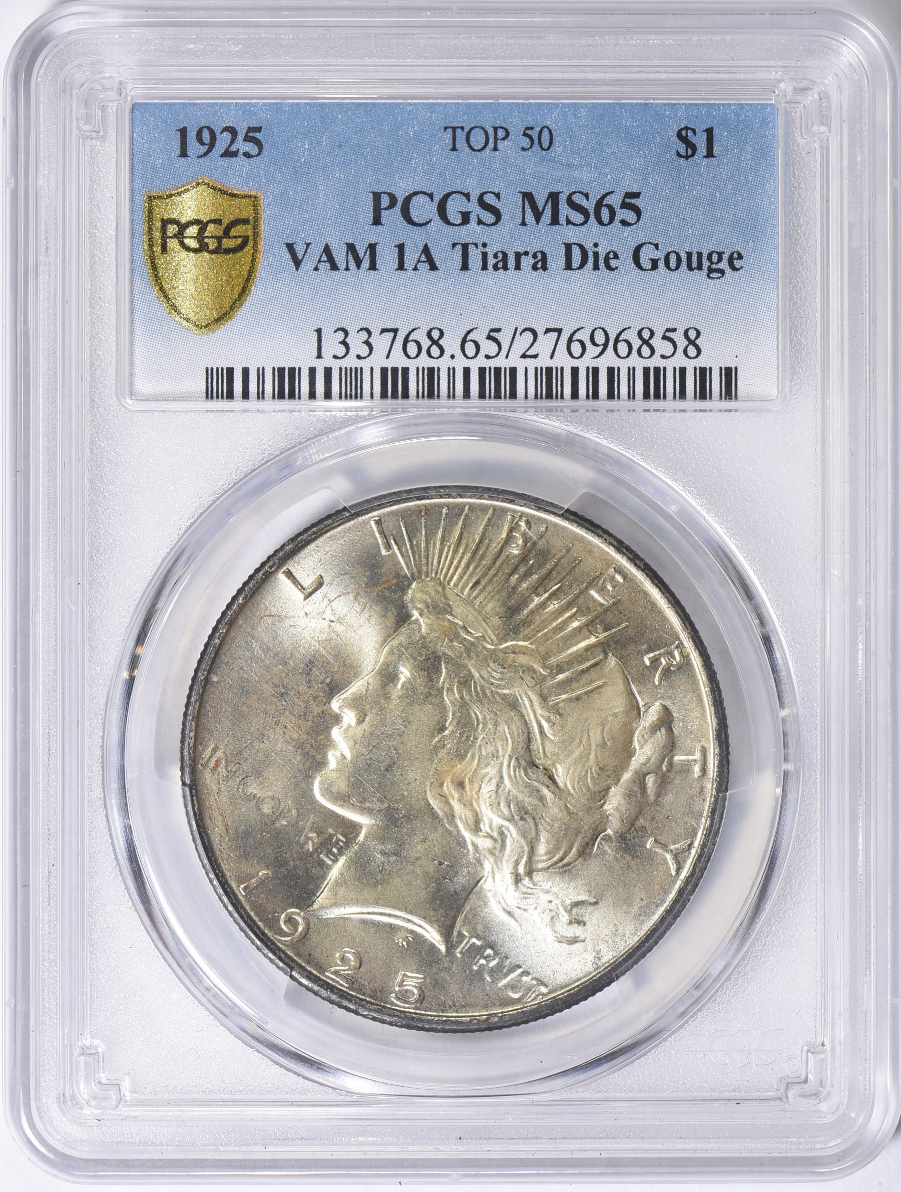 1925 Peace Silver Dollar Tiara Die Gouge VAM-1A Top 50 PCGS MS-65 (Item ...